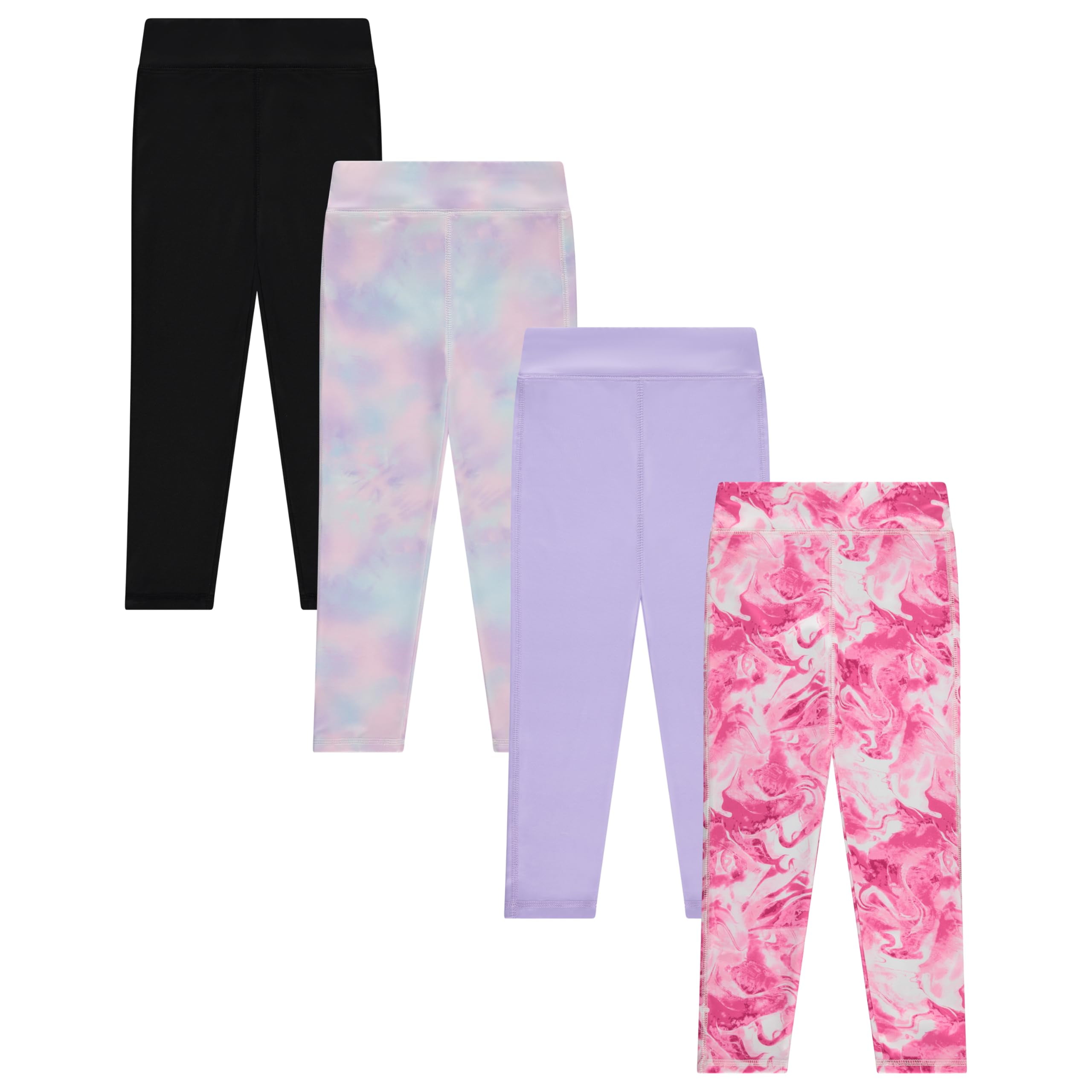BTween Girls 4 Pack Leggings Set, Exercise, Sports Tights with Wide ...