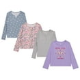 BTween Girls 4-Pack Long Sleeve Fashion Ribbed Tops - 100% Cotton, Fun ...