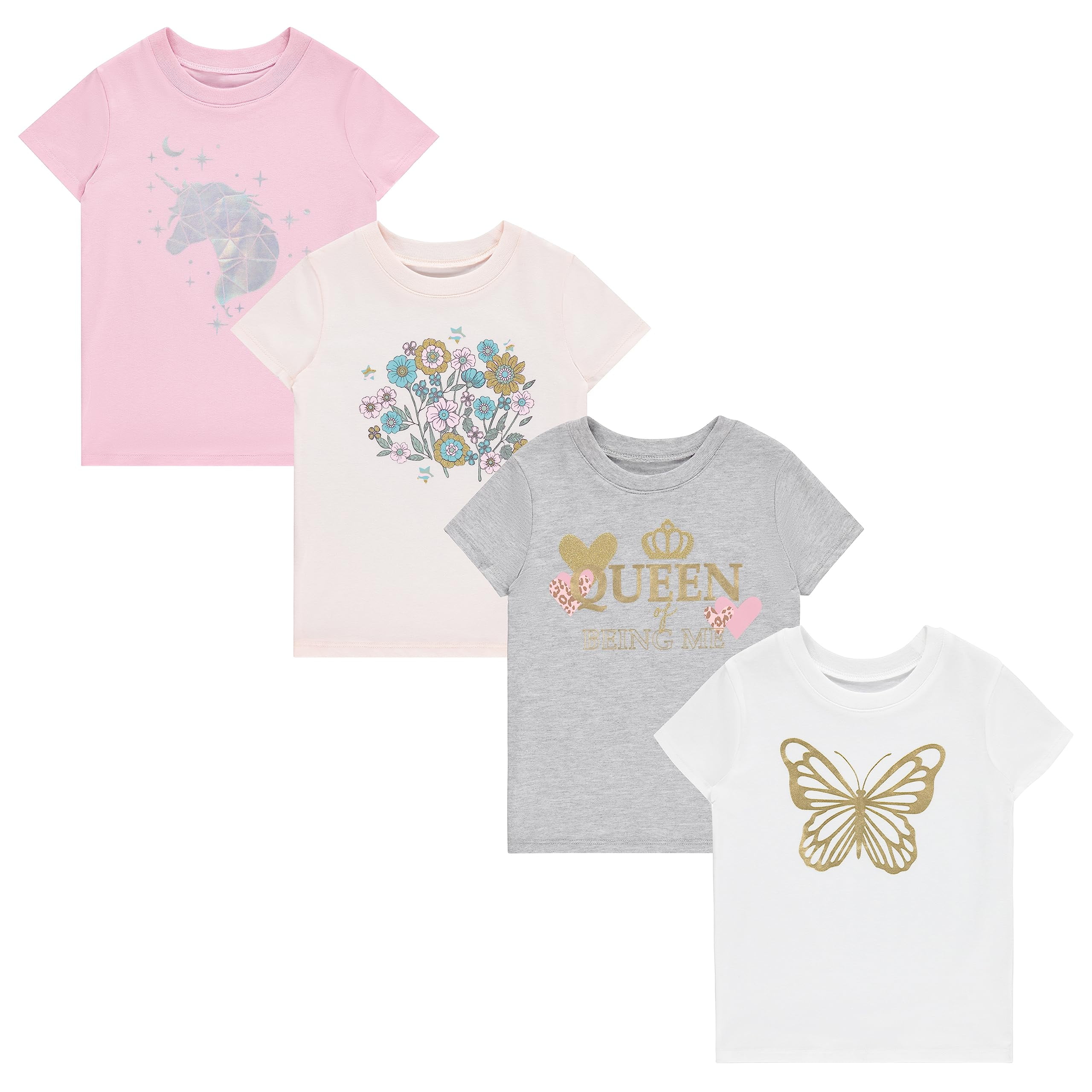 BTween Girls 4-Piece Preteen Little Tshirts | Fashionable Short Sleeve ...
