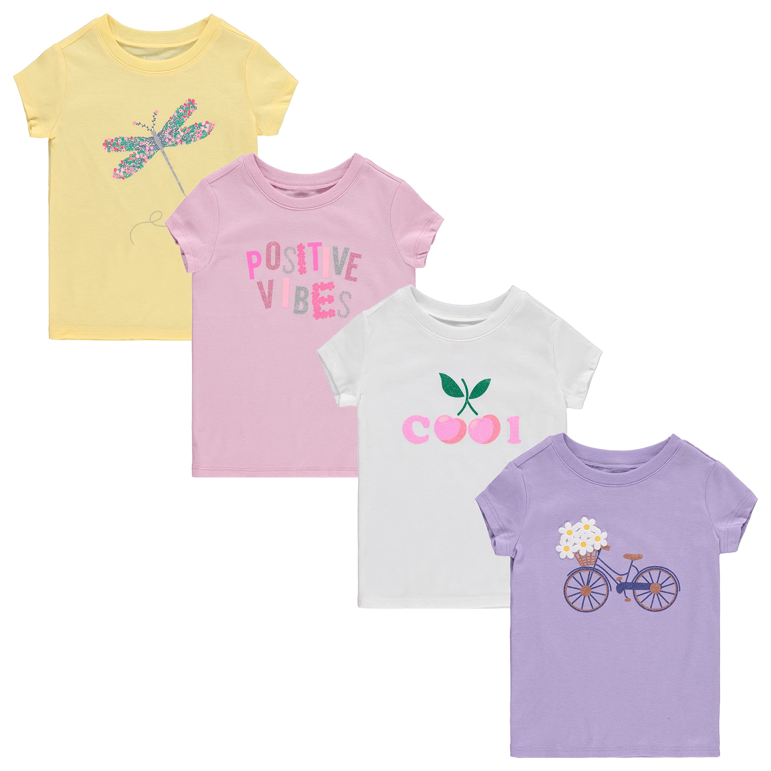 BTween Little Girls 4-Piece Preteen Summer T-Shirts | Fashionable ...