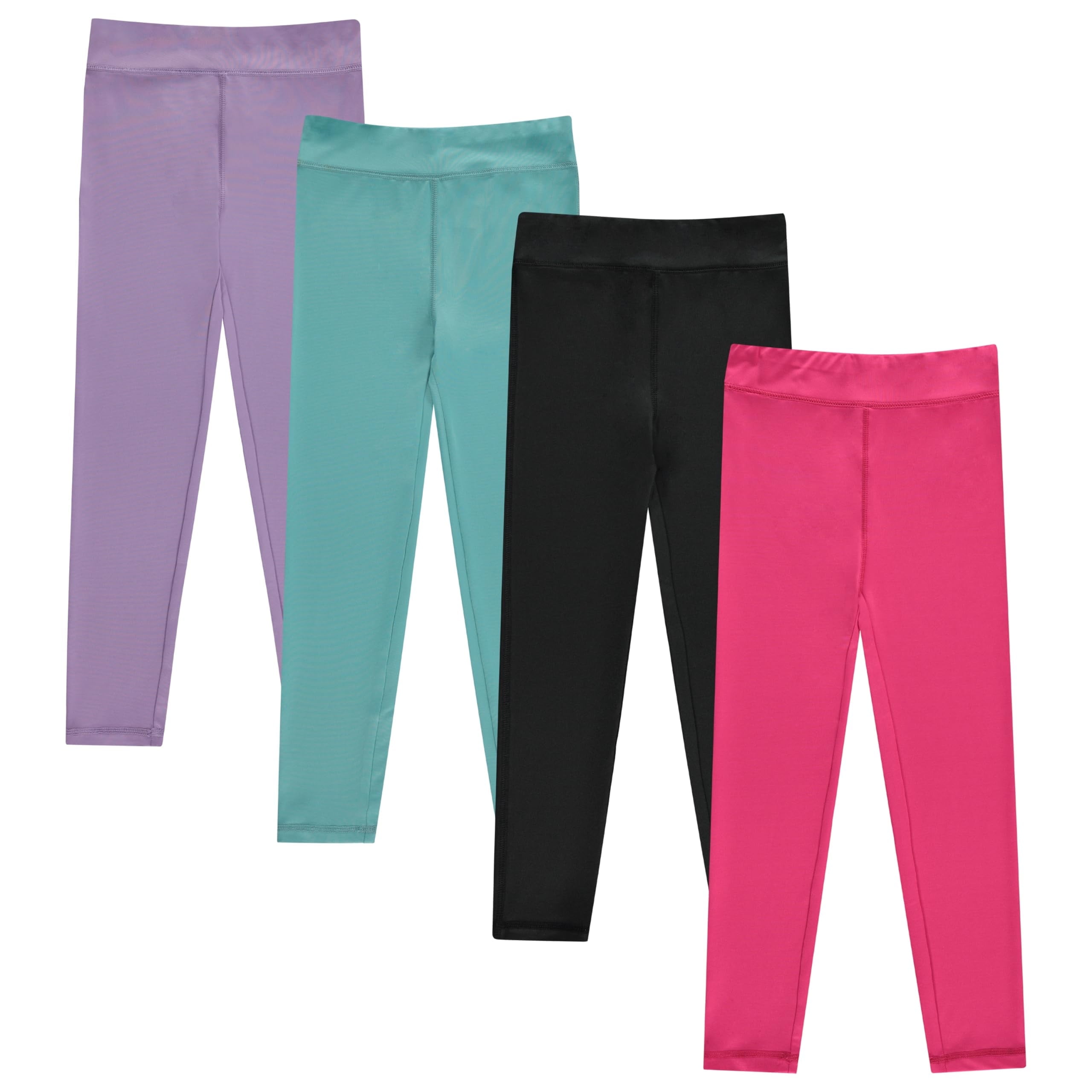 BTween Girls’ 4 pack Leggings Set, Exercise, Sports Tights with Wide ...