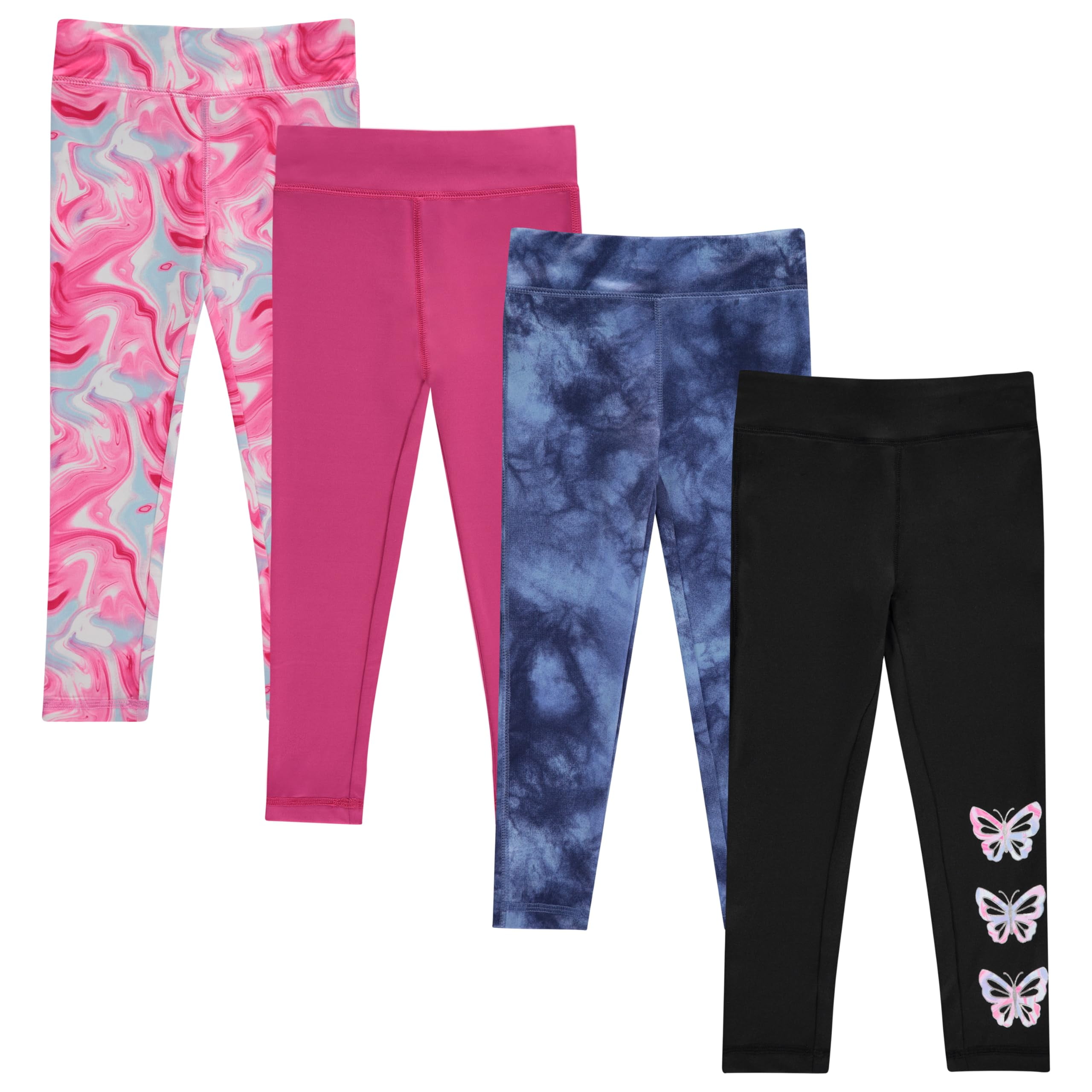 BTween Girls’ 4 pack Leggings Set, Exercise, Sports Tights with Wide ...