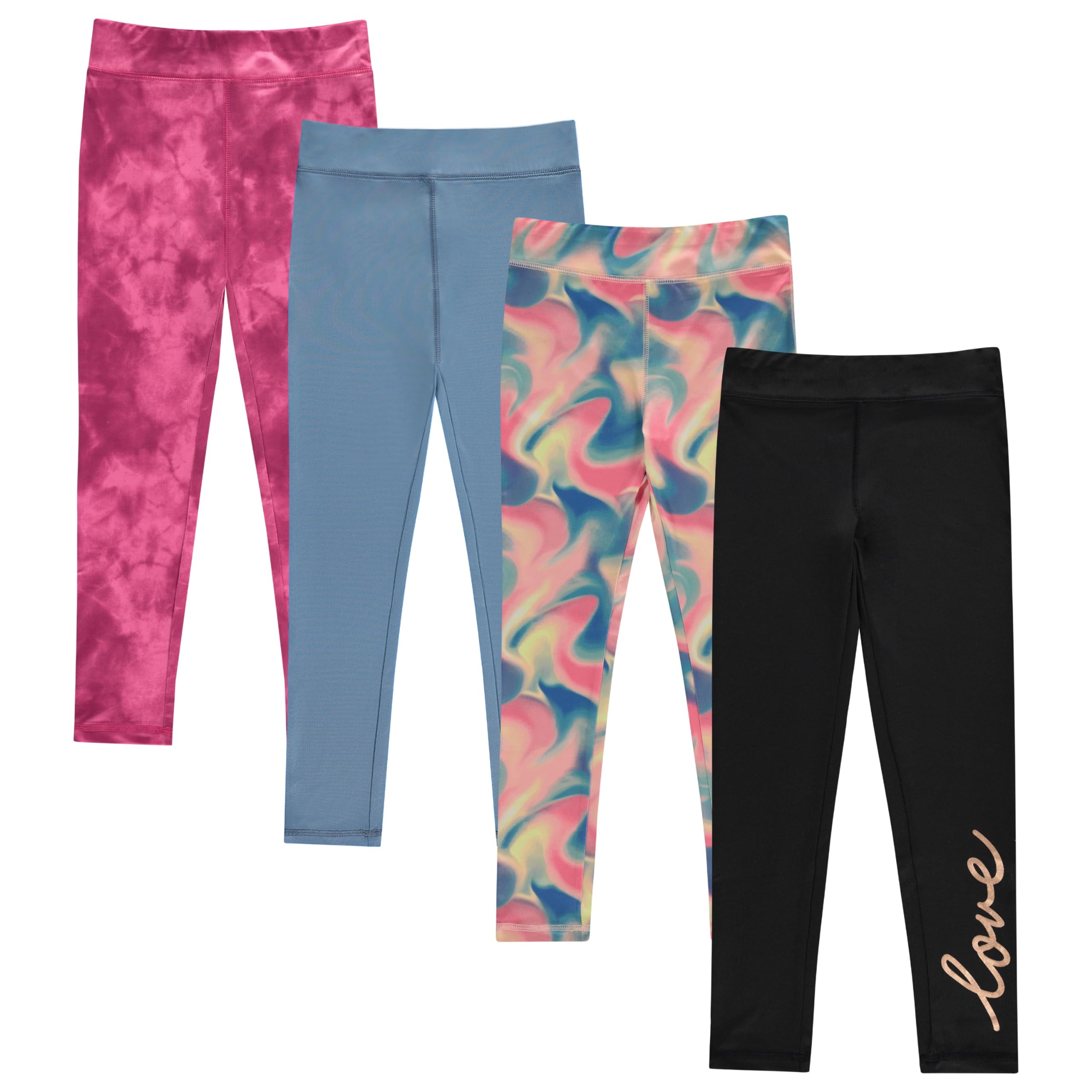 BTween Girls’ 4 pack Leggings Set, Exercise, Sports Tights with Wide ...