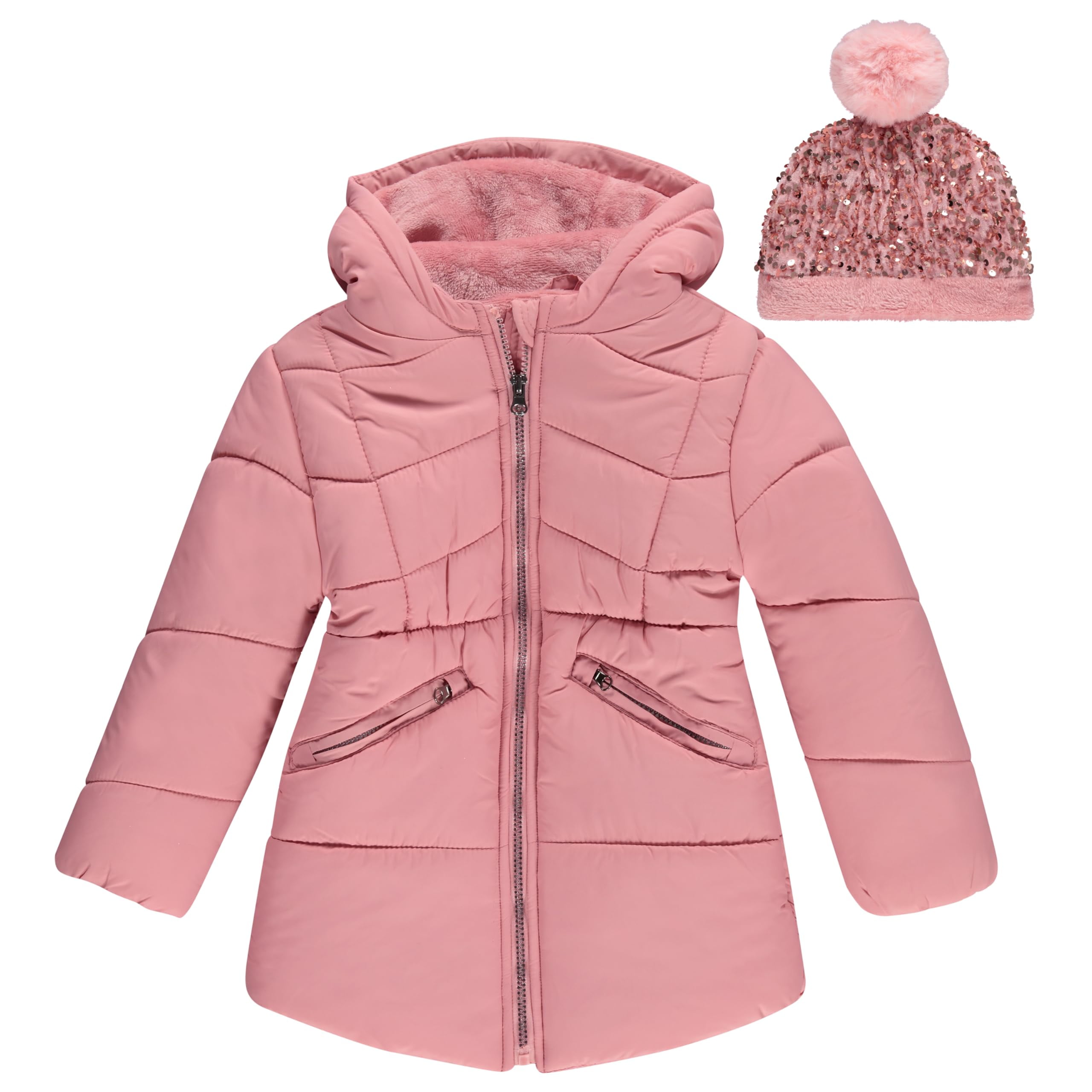 BTween Girls' Puffer Jacket, Warm and Lightweight Winter Coat, Water ...