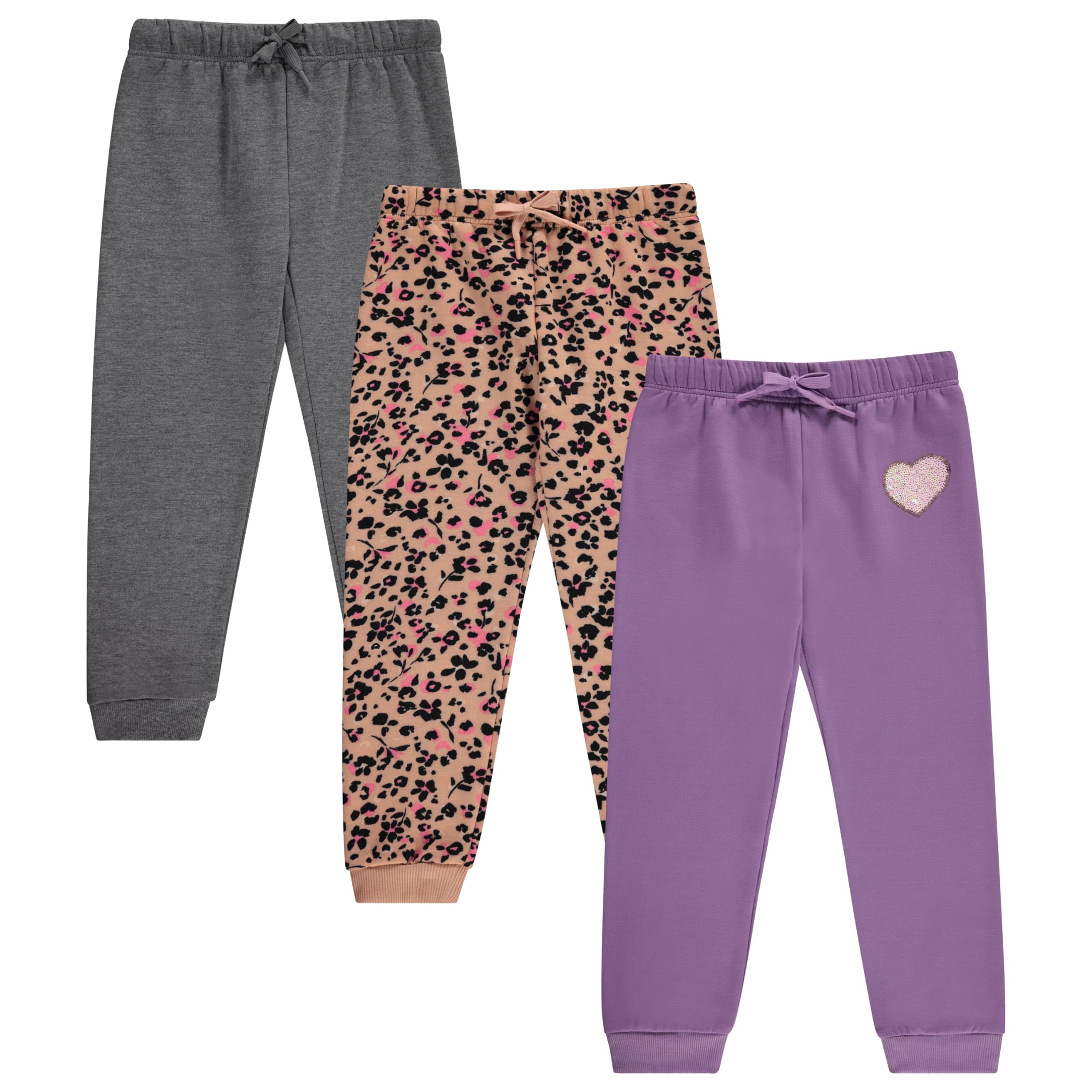 BTween Kids Girl's Fashion Stretch Waist Ultra Soft Jogger Pants Set ...