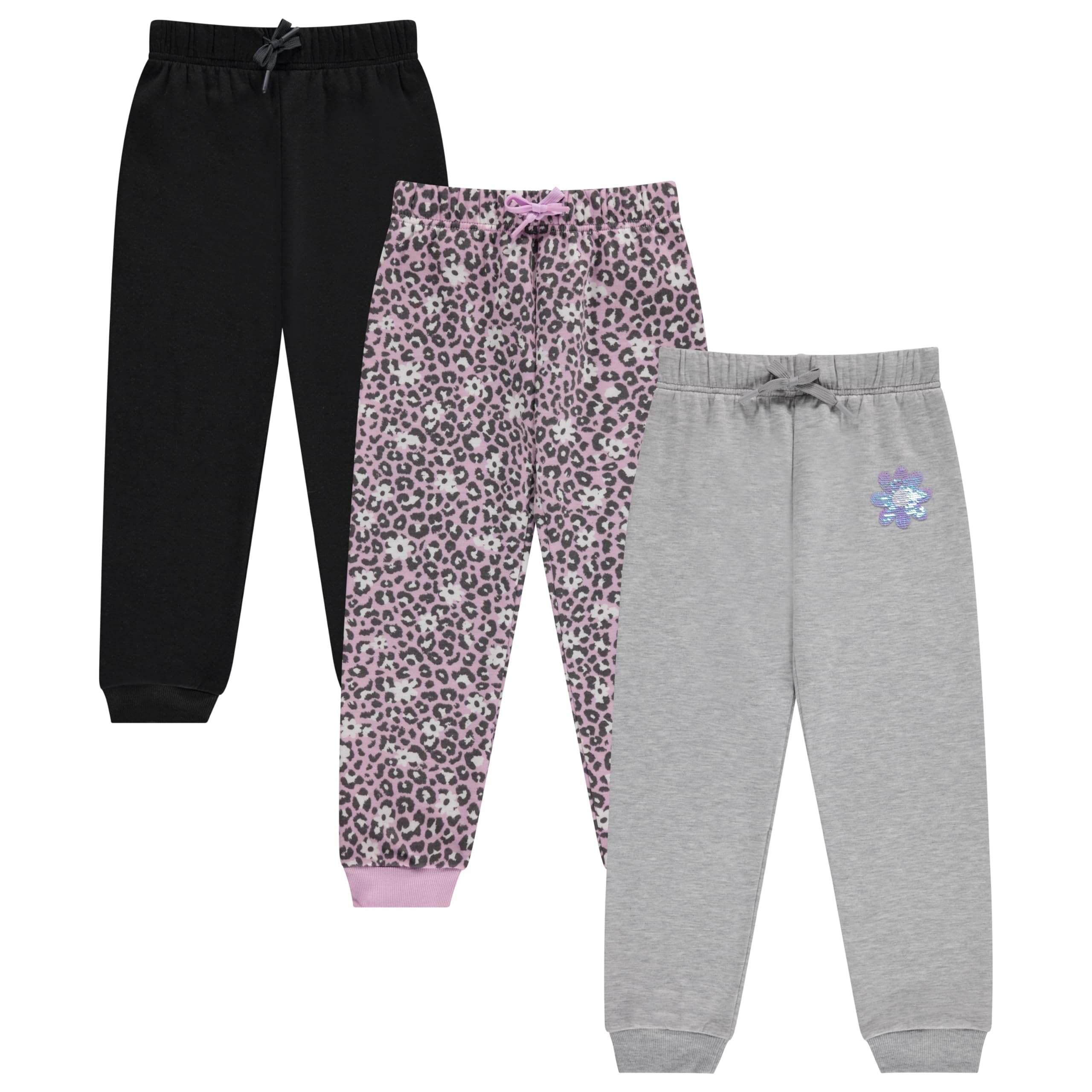btween Kids Girl's 3 Pack Jogger Pants Set, 14/16, Ultra Soft Fabric ...