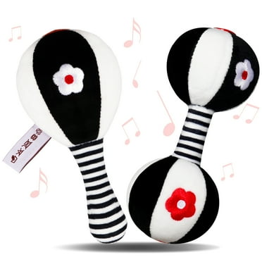 sixwipe Baby Rattle Toys, 2pcs Soft Plush Sensory Animal Handbells ...