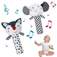 sixwipe Baby Rattle Toys, 2pcs Soft Plush Sensory Animal Handbells ...