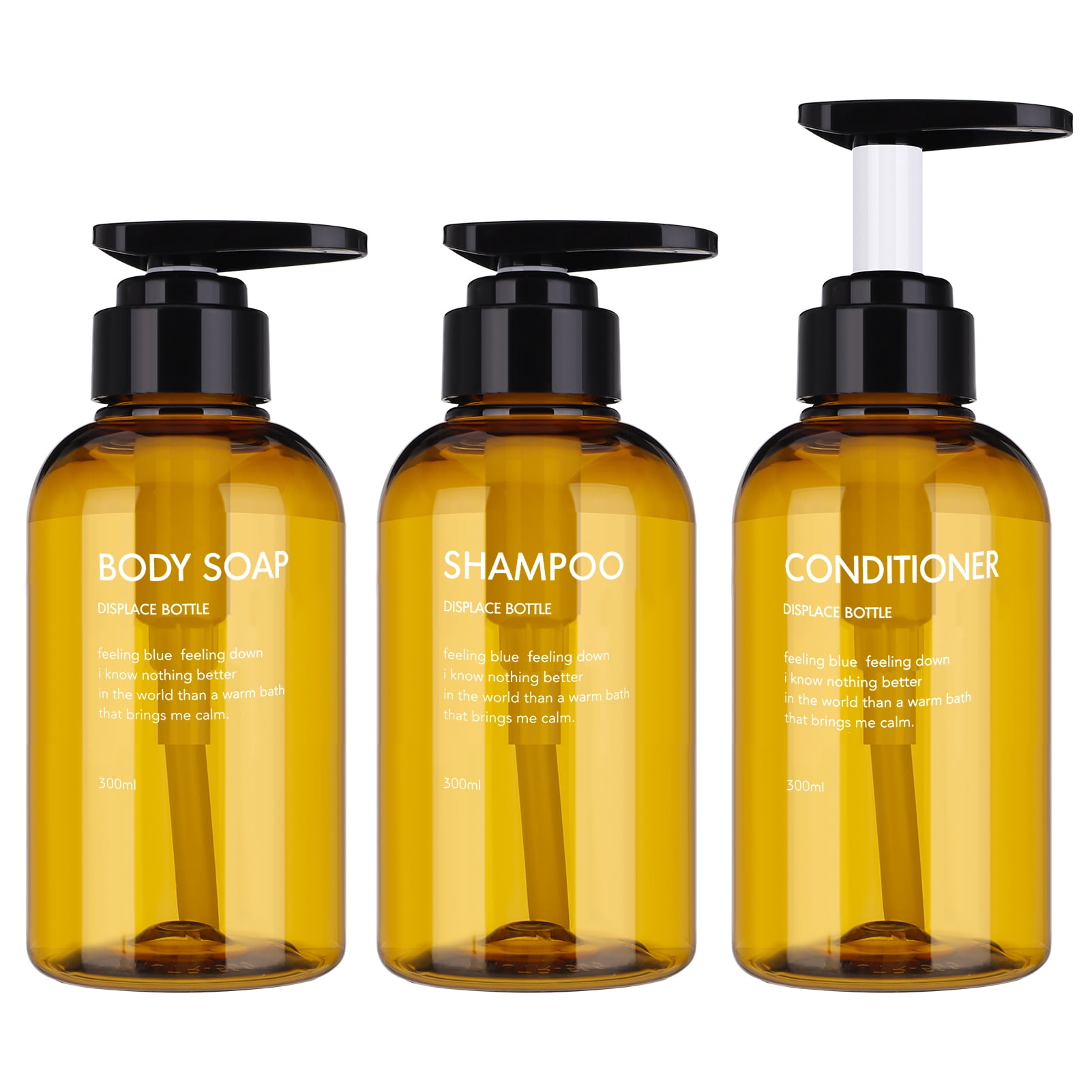 BUBABOX 3 Pack Reusable 10oz Toiletries Storage Container: Shampoo ...