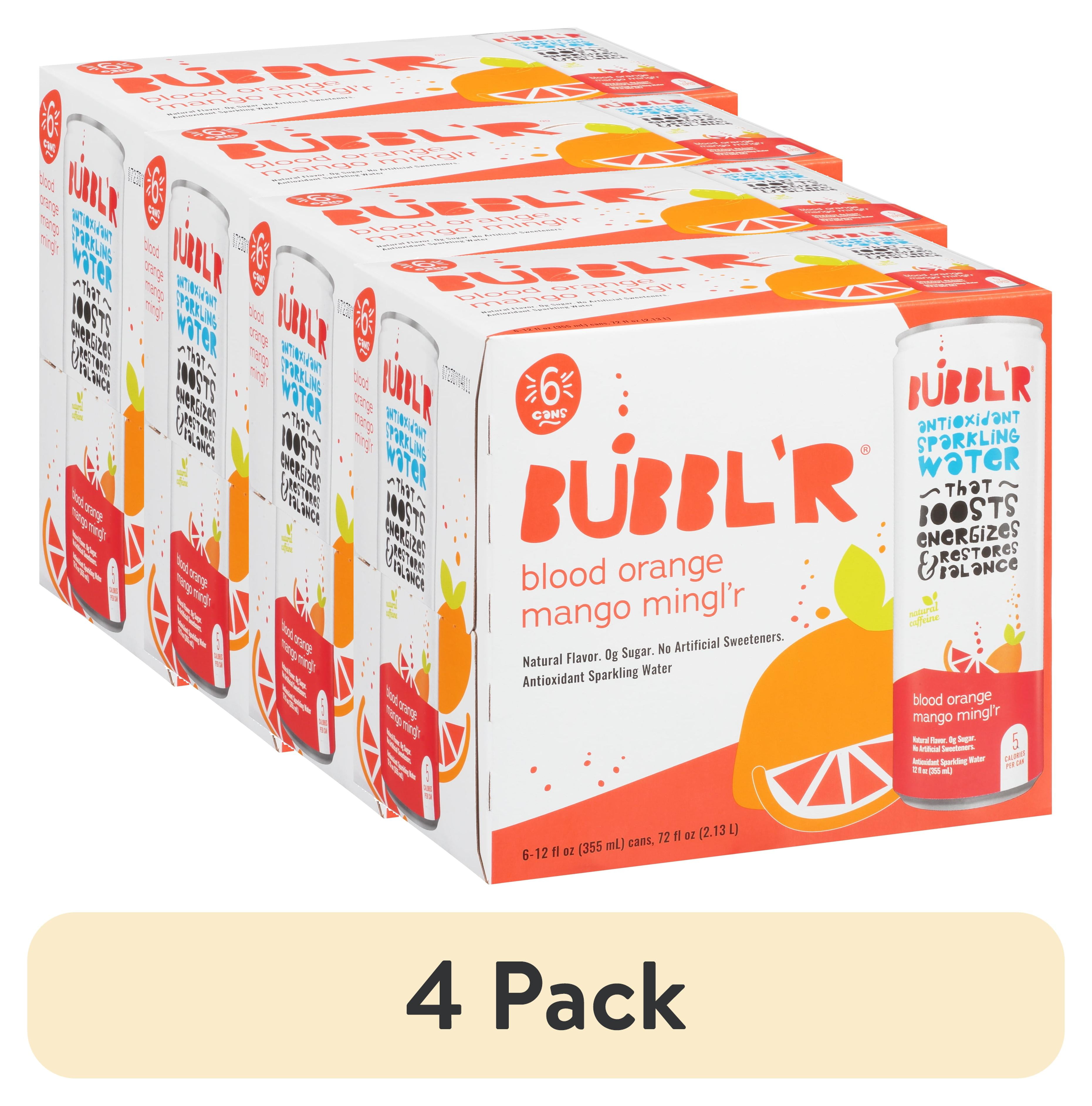 (4 pack) BUBBL'R Antioxidant Sparkling Water, Blood Orange Mango Mingl ...