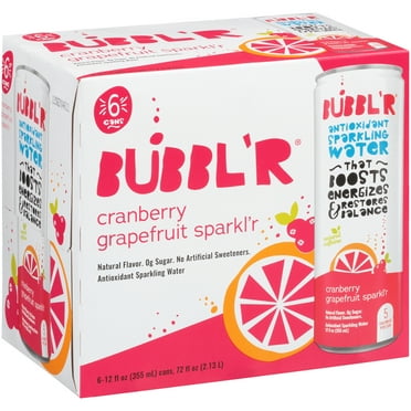 BUBBL'R Antioxidant Sparkling Water, Twisted Elix'r, 12 fl oz, 6 Pack Cans - Walmart.com