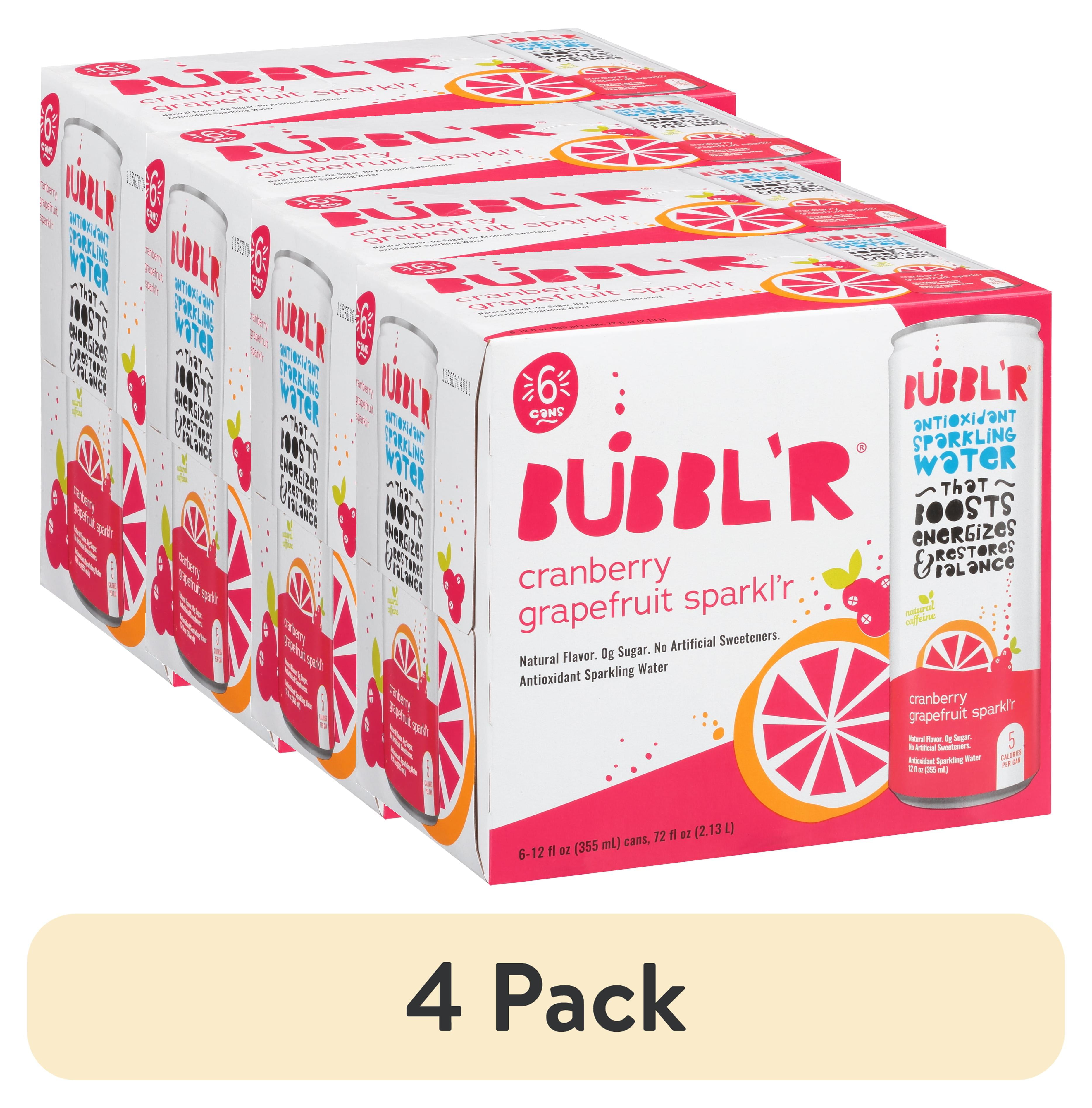 (4 pack) BUBBL'R Antioxidant Sparkling Water, Cranberry Grapefruit ...