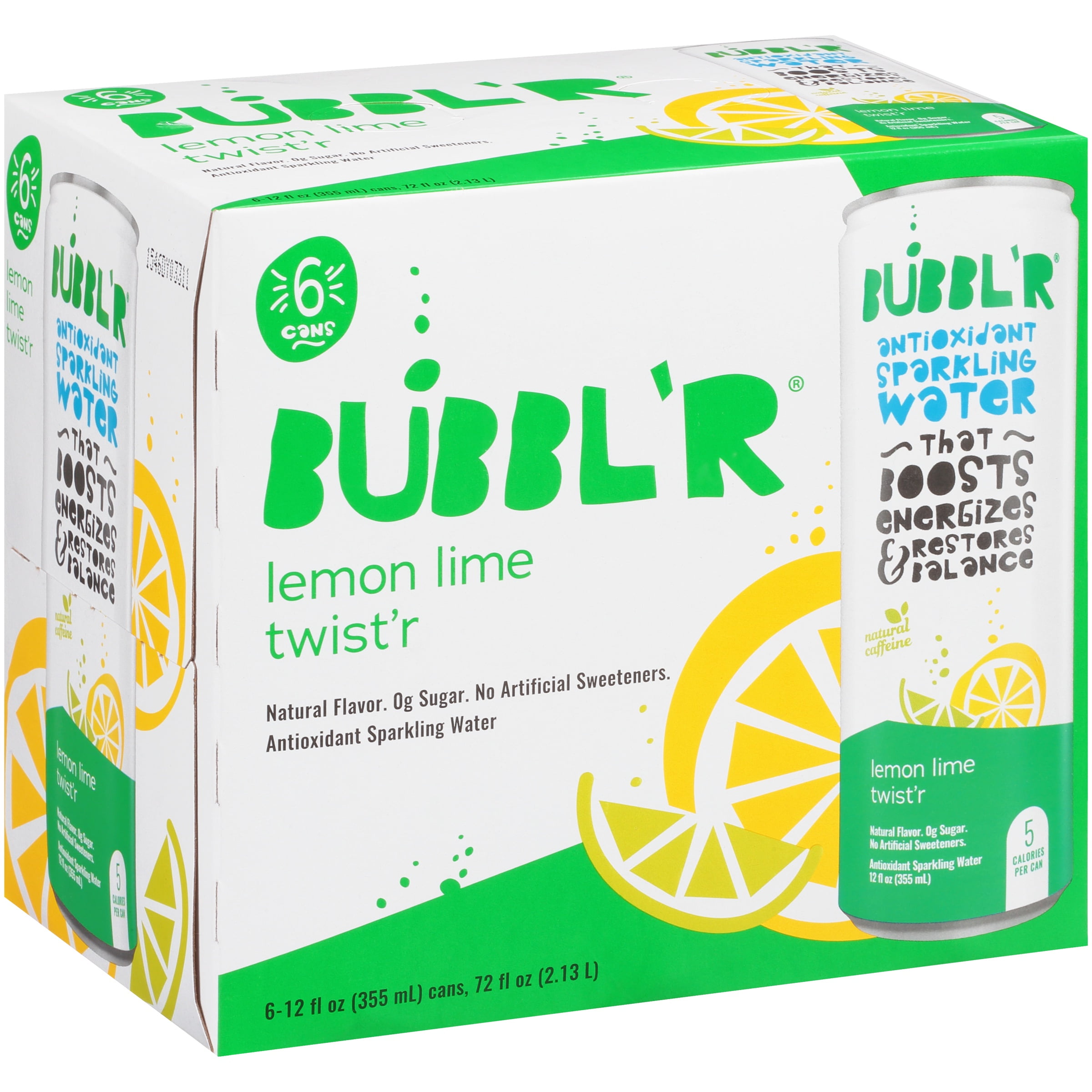 BUBBL'R Antioxidant Sparkling Water Lemon Lime Twist'r 12 fl oz 6 Pack ...