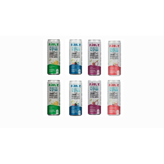 BUBBL’R Antioxidant Sparkling Water Variety Pack – 8 Cans (12 fl oz), 4 ...