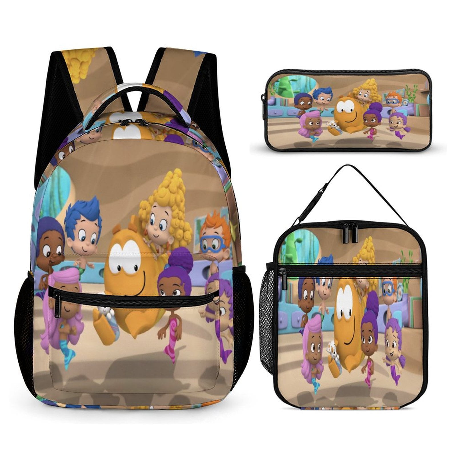 BUBBLE GUPPIES 3Pcs Backpacks Sets BookBag with Lunch Bag And Pencil ...
