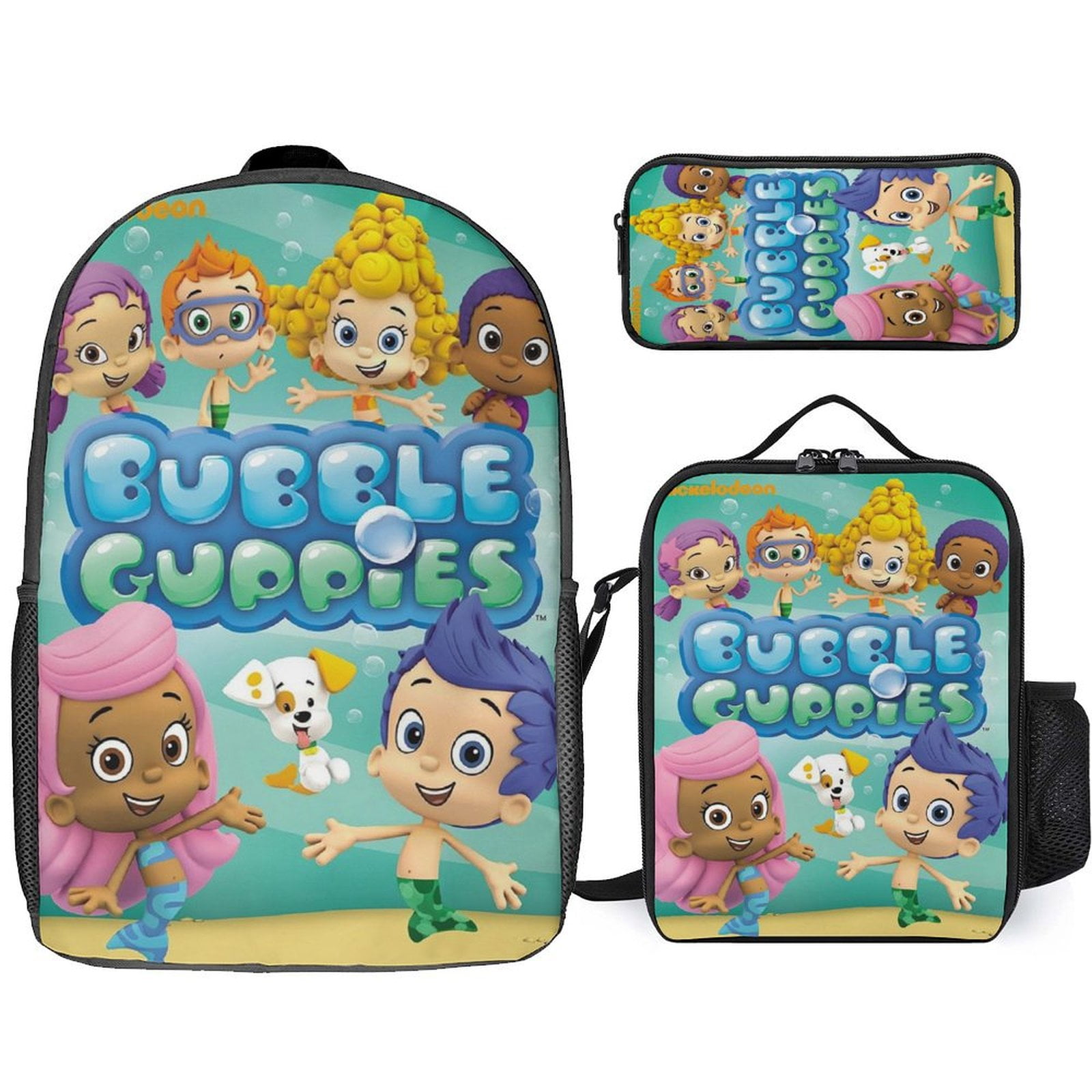BUBBLE GUPPIES 3Pcs Backpacks Sets BookBag with Lunch Bag And Pencil ...