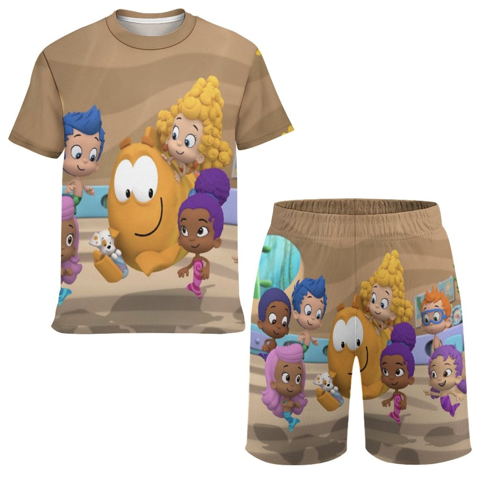 BUBBLE GUPPIES Boys Girls Short Sleeve Mesh T-Shirt And Shorts Outfit ...