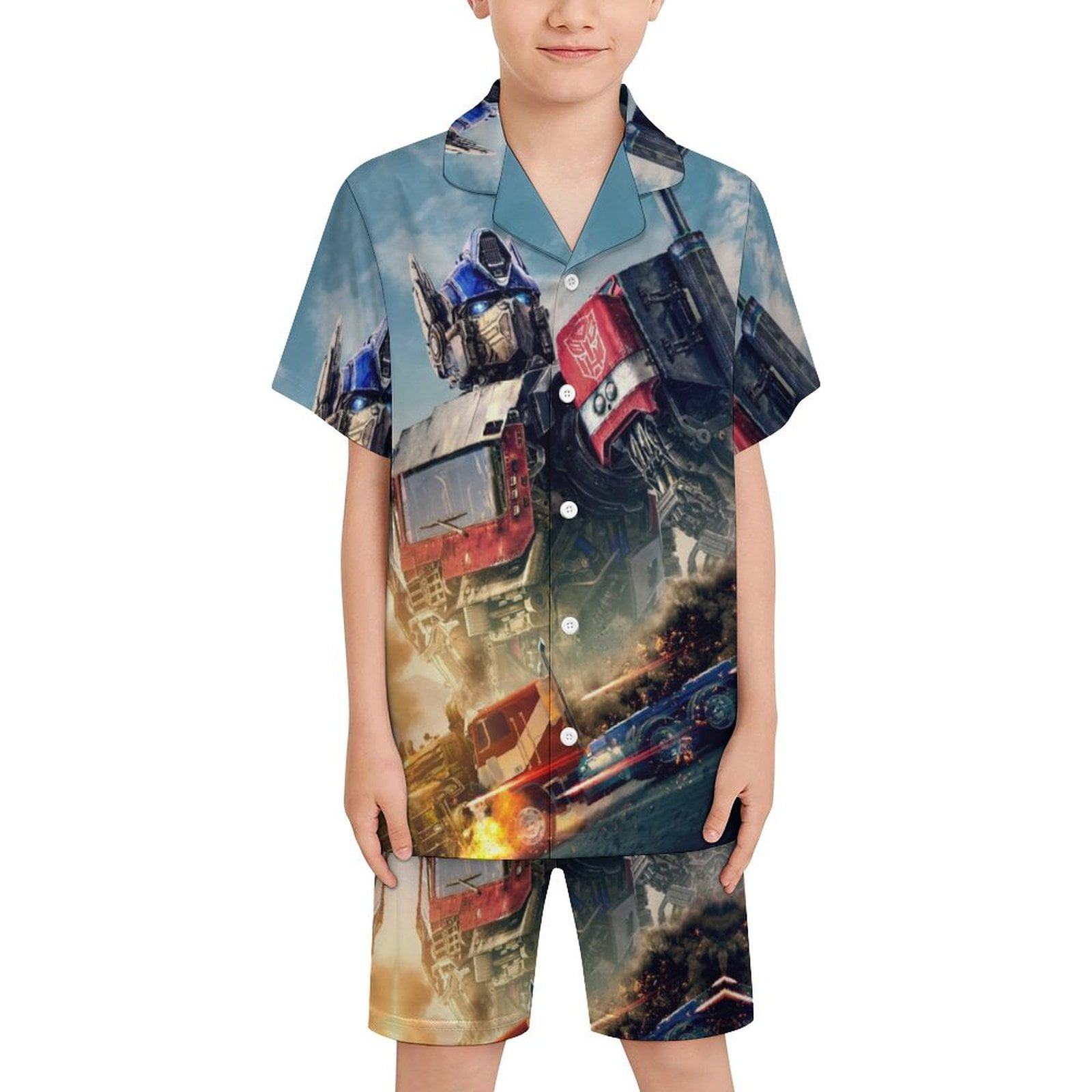 BUBBLE GUPPIES Boys Silk Pajamas Button Down Sleepwear Satin Nightwear ...