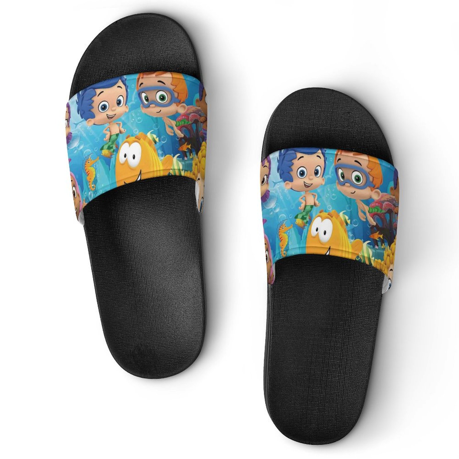BUBBLE GUPPIES Boys Slide Sandals, Comfort Casual Pool Slide Outdoor ...
