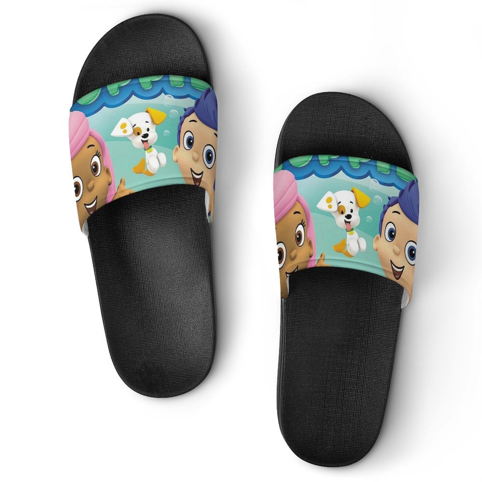 BUBBLE GUPPIES Boys Slide Sandals, Comfort Casual Pool Slide Outdoor ...