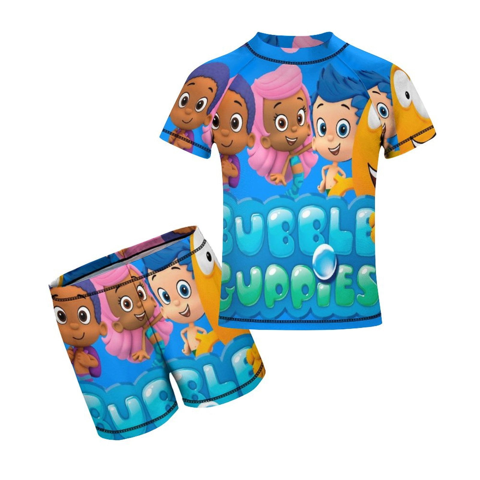 BUBBLE GUPPIES Boys Two Piece Swimsuit Kids Swimwear Set Short Sleeve ...