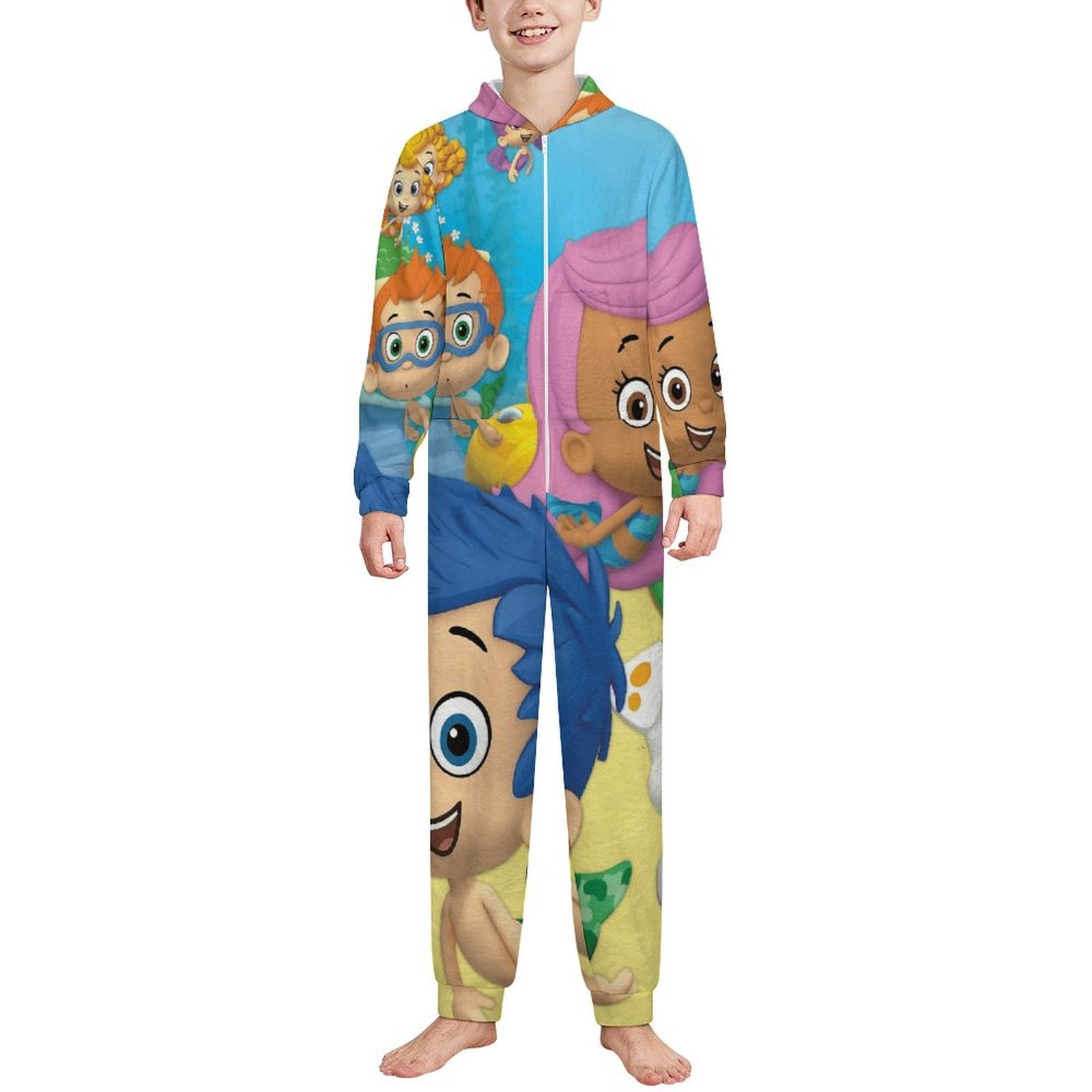 BUBBLE GUPPIES Kids Hooded Jumpsuit Union Suit Onesie One Piece Blanket ...