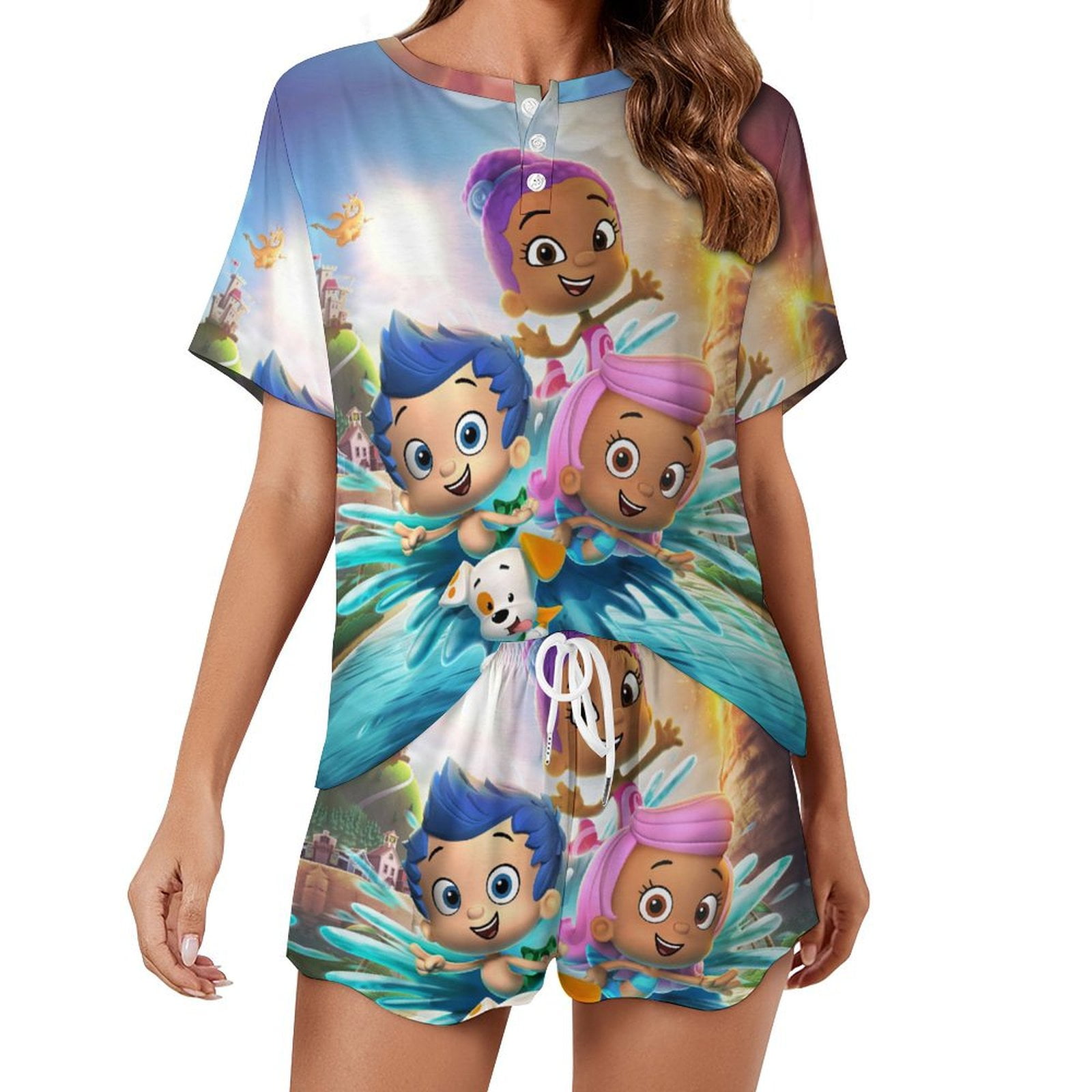 BUBBLE GUPPIES Women Pajamas Set Loungewear Sleepwear 2 Piece PJ Sets ...