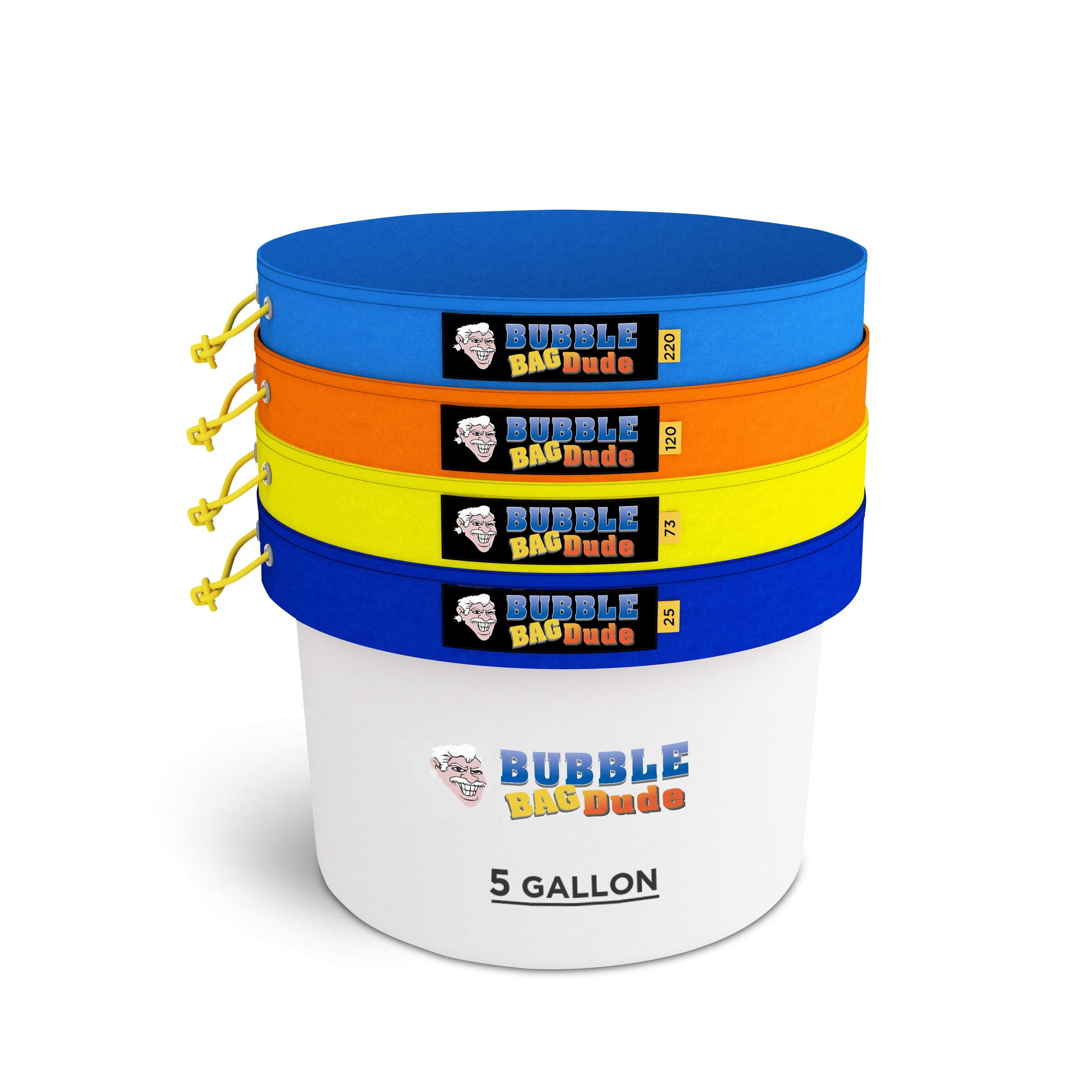 BUBBLEBAGDUDE 5-Gallon 4-Bag Reusable Nylon Mesh Filter Bag Set with ...