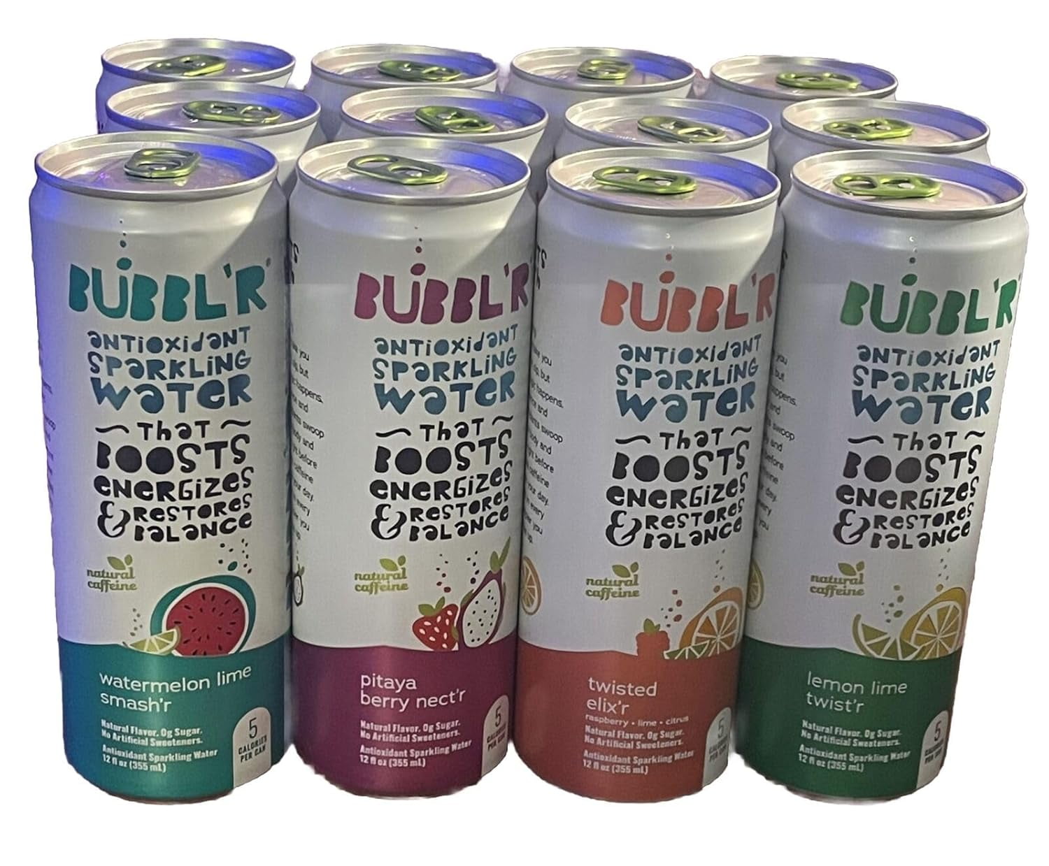 BUBBLR 12 Pack, Watermelon Lime Smashr, Pitya Berry Nectr, ed Elixr, and Lemon Lime r, Variety ...