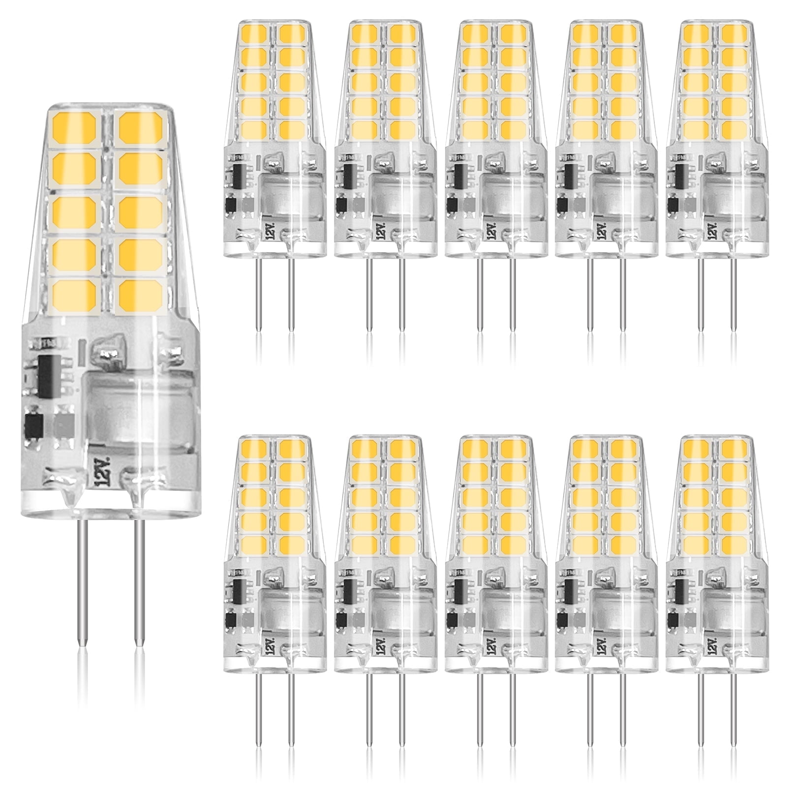 BUBO G4 LED Bulbs 10 Pack, 2W Equivalent to 30W, 12V AC/DC, 3000K Warm ...