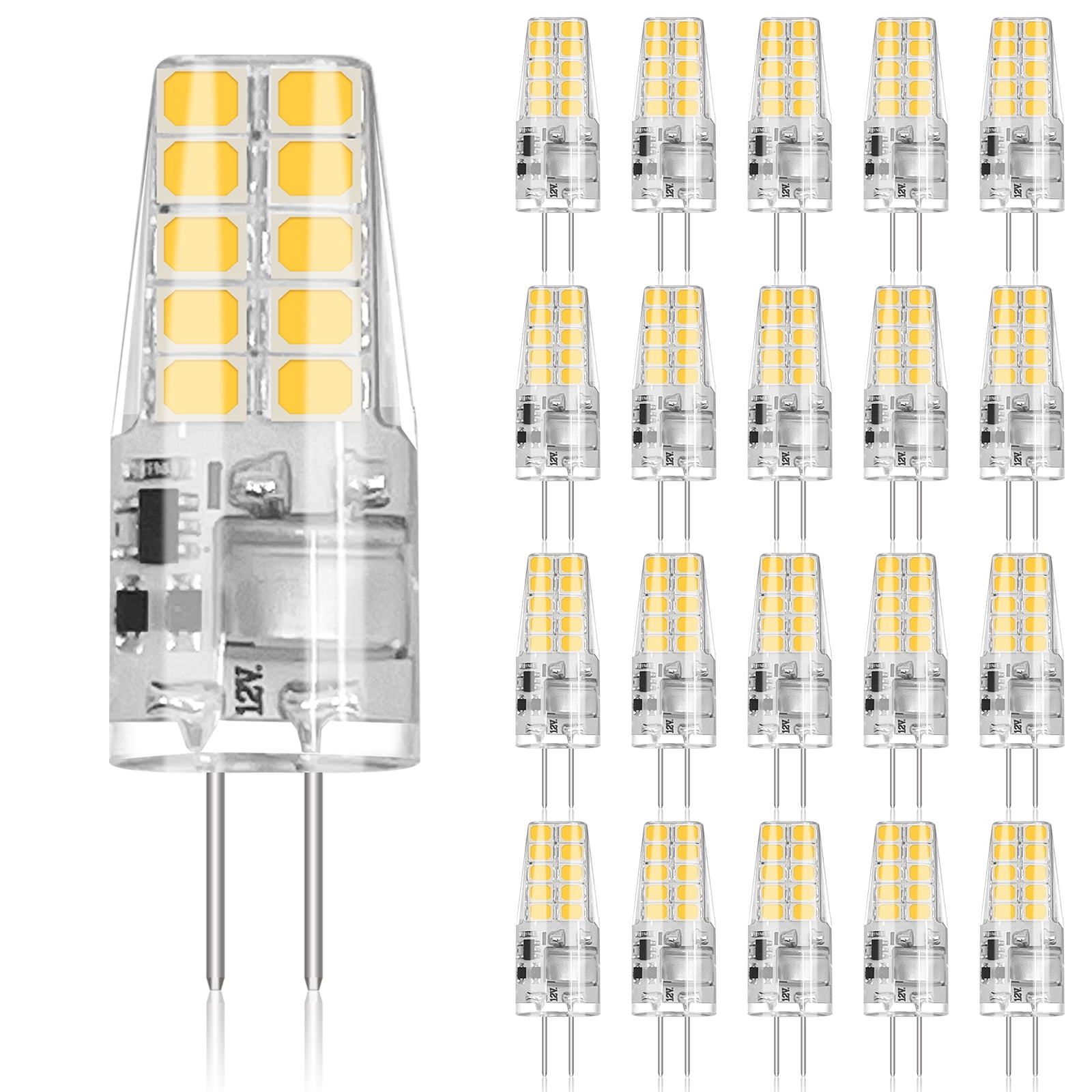 BUBO G4 LED Bulbs 20 Pack, 2W Equivalent to 30W, 12V AC/DC, 3000K Warm ...