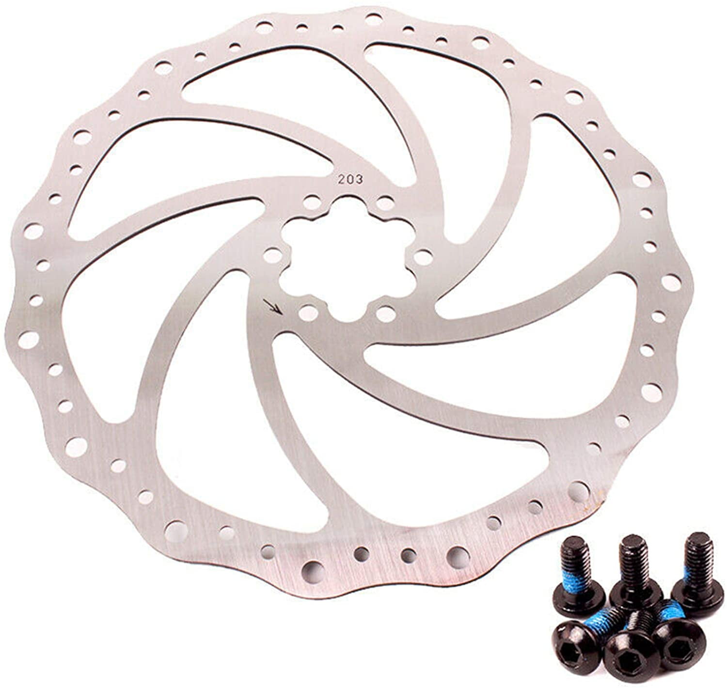 BUCKLOS 140 mm/160 mm /180 mm/203 mm Bike Disc Brake Rotor with 6 Bolts ...