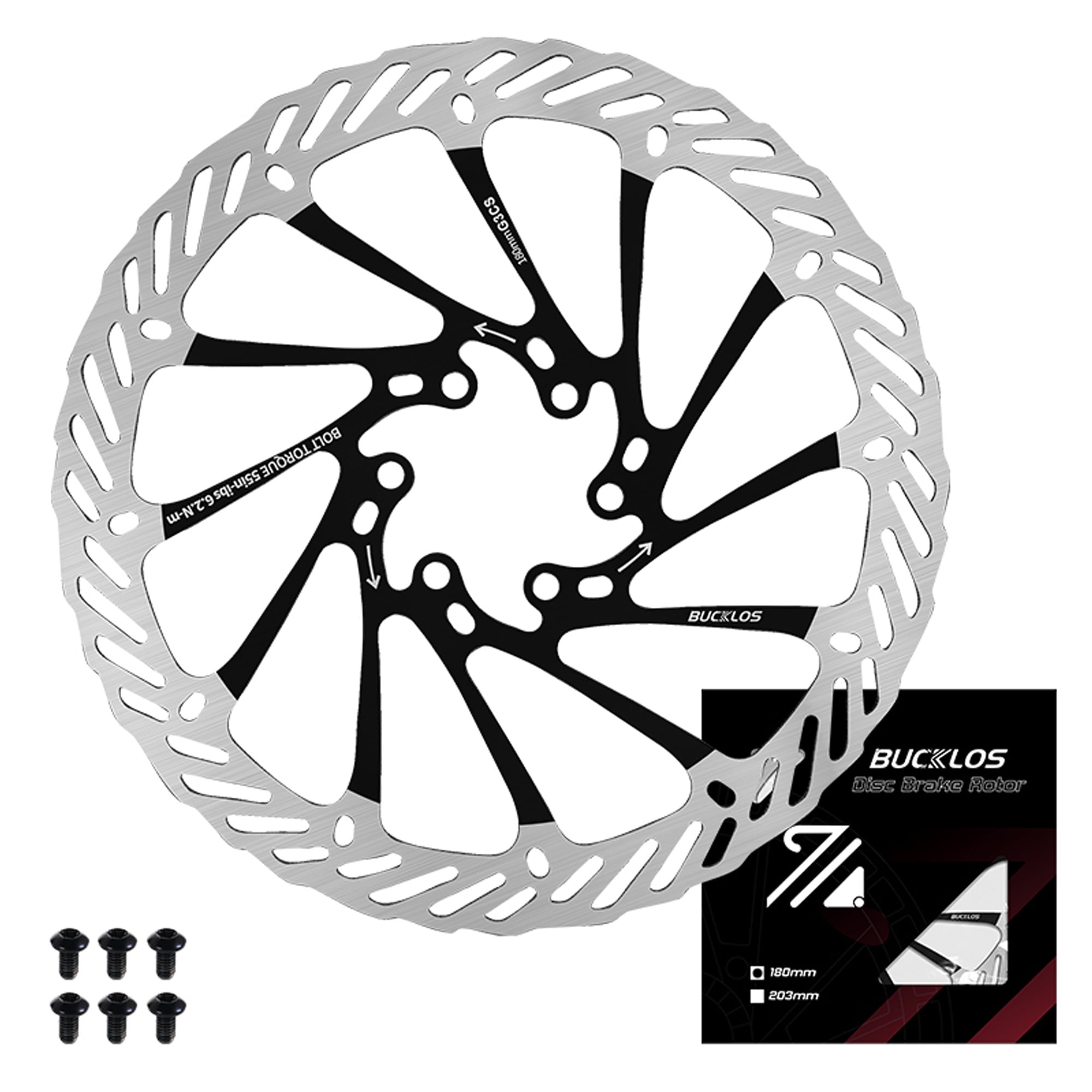 BUCKLOS 6 Bolts Bicycle Disc Brake Rotor G3CS Mountain Bike Rotor 160mm ...