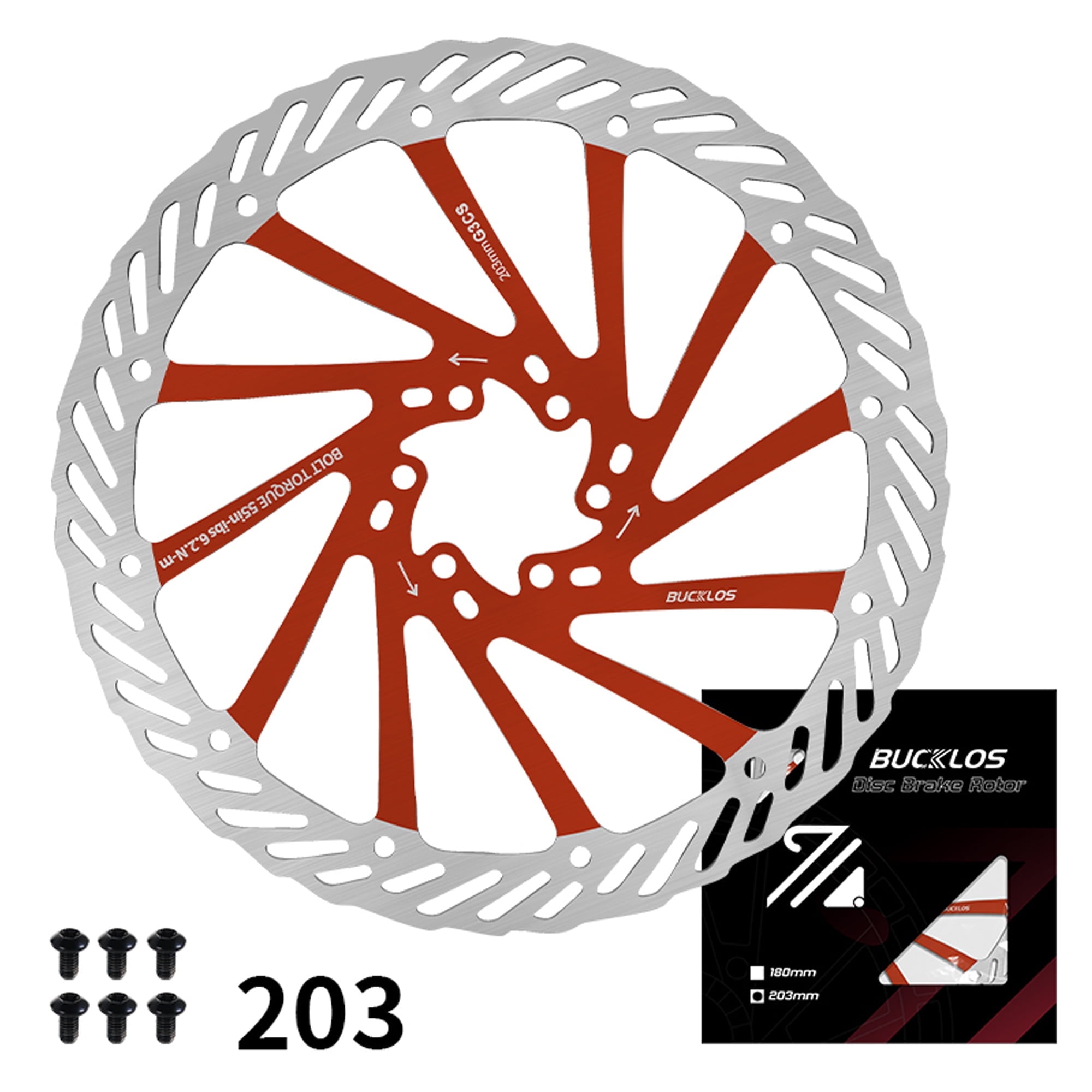 BUCKLOS 6 Bolts Bicycle Disc Brake Rotor G3CS Mountain Bike Rotor 160mm ...