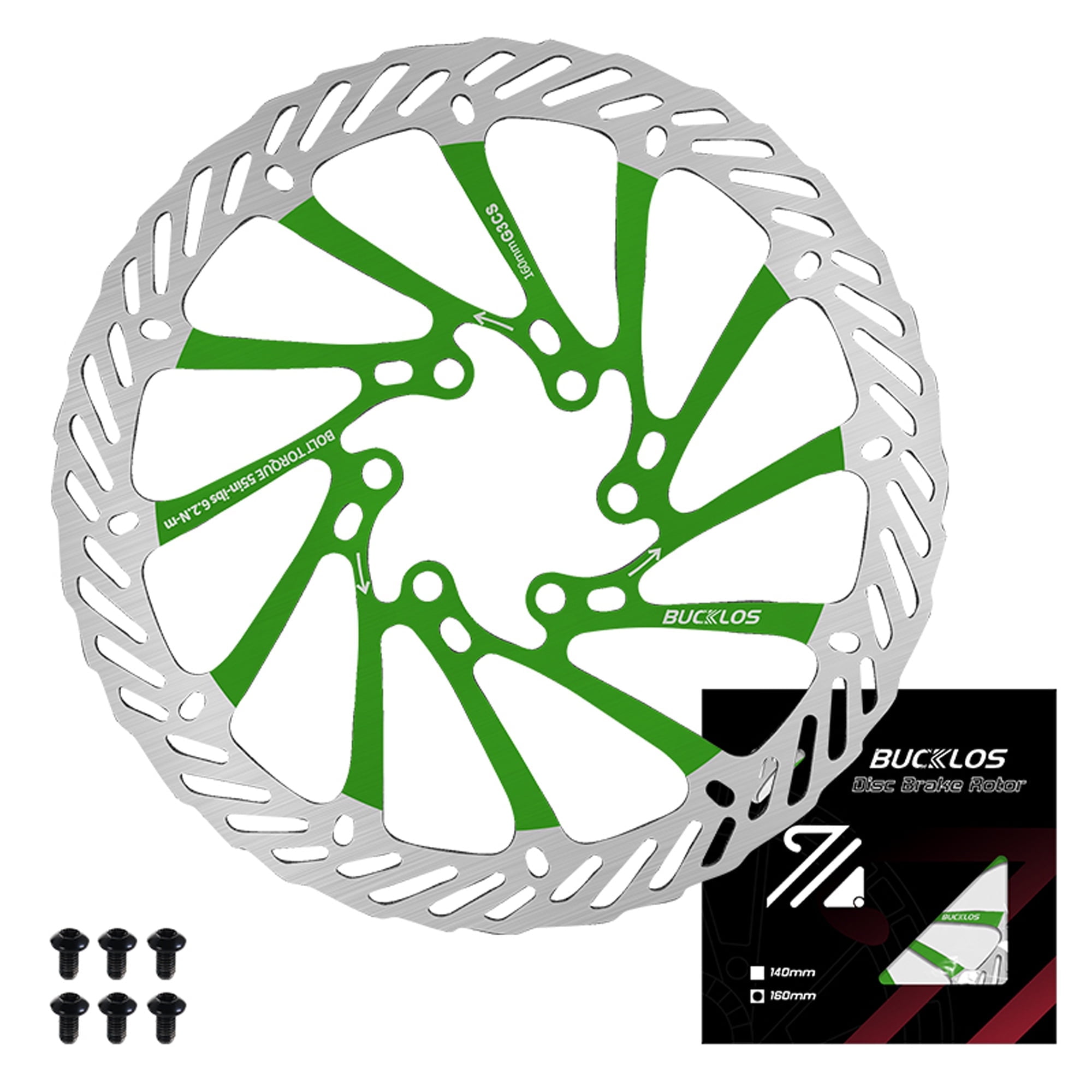BUCKLOS 6 Bolts Bicycle Disc Brake Rotor G3CS Mountain Bike Rotor 160mm ...