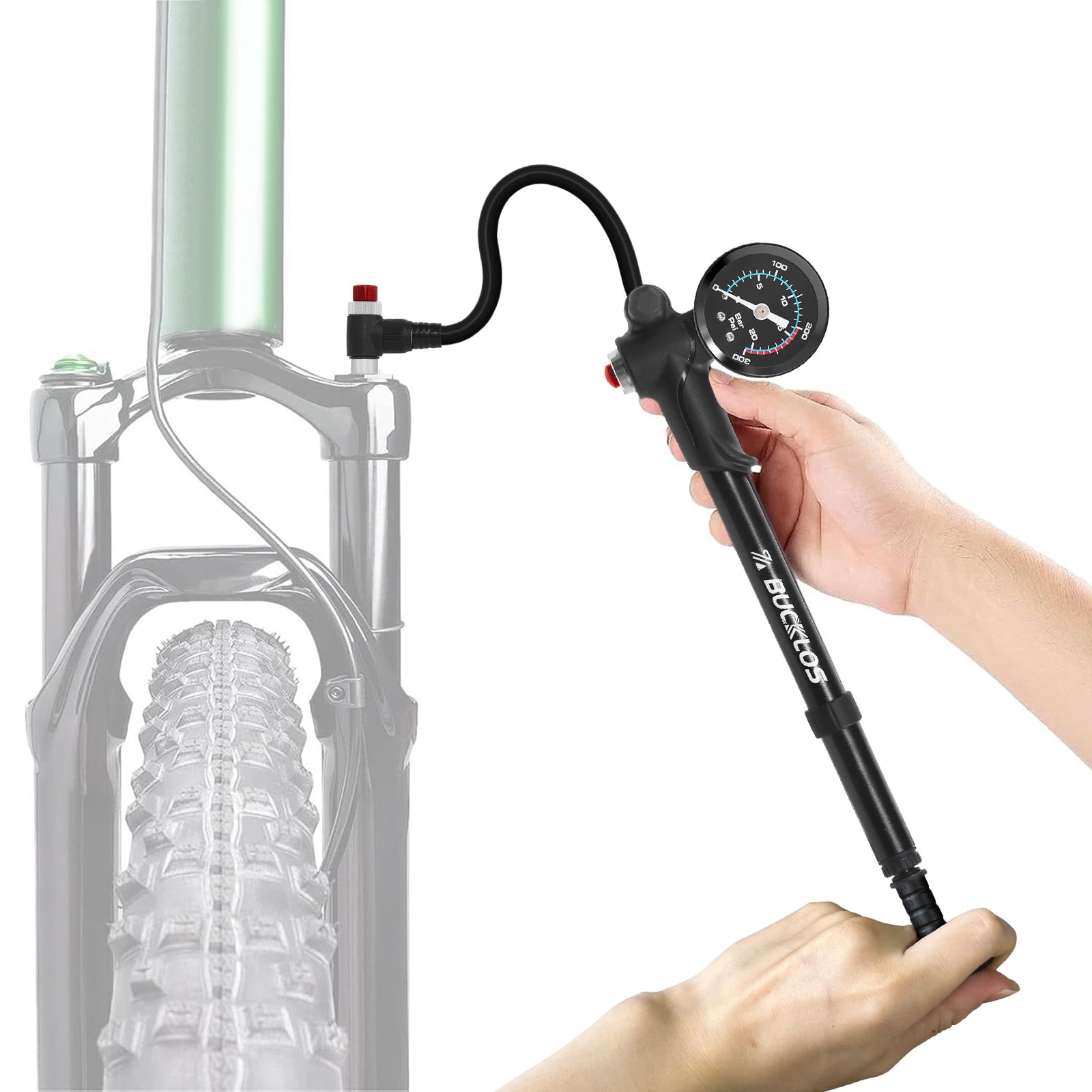 BUCKLOS Bike Shock Pump for Front Air Suspension Fork Rear Shocks ...