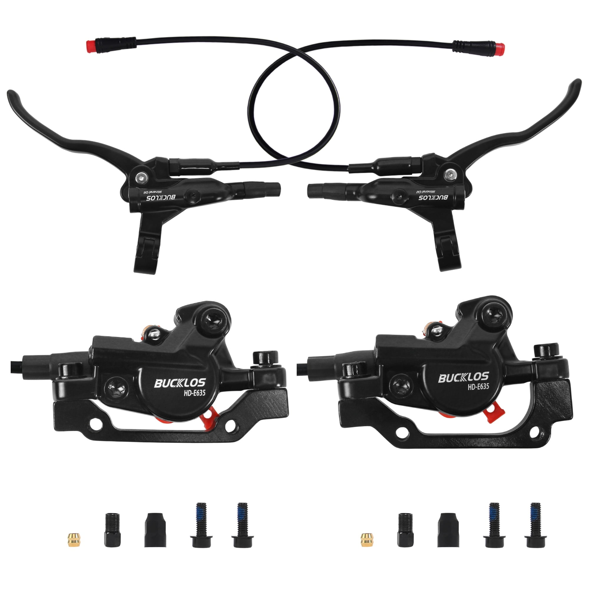 BUCKLOS HD-E635 Hydraulic Brake set 2-Pistons Front&Rear 1100mm/1801mm E-Bike Electric Power Off ...