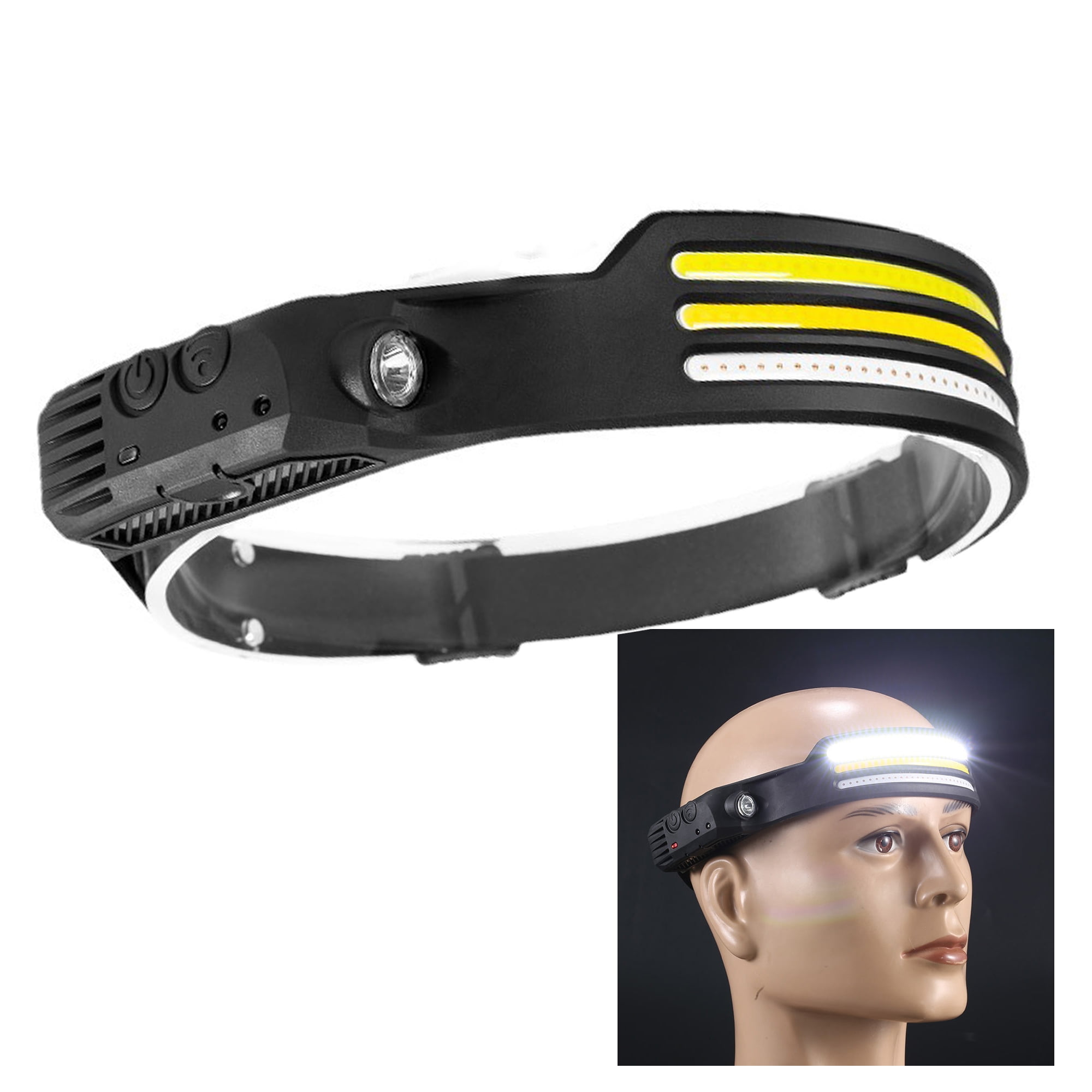 BUCKLOS LED Sensor Head Lamp 1200 MAh USB Rechargeable Powerful ...