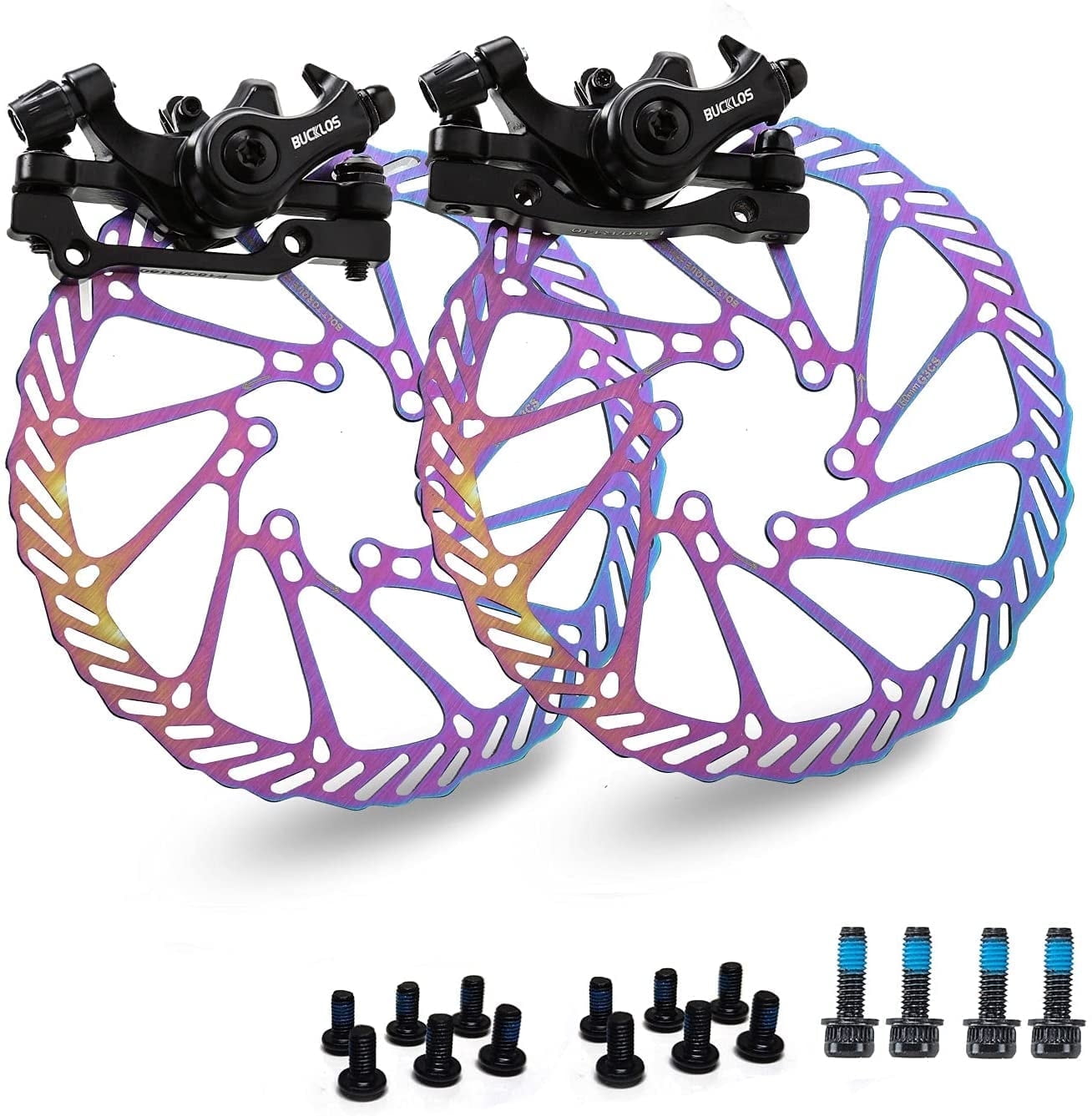 BUCKLOS MTB Bike Disc Brake kit, Mechanical Disc Brakes Aluminum Alloy ...