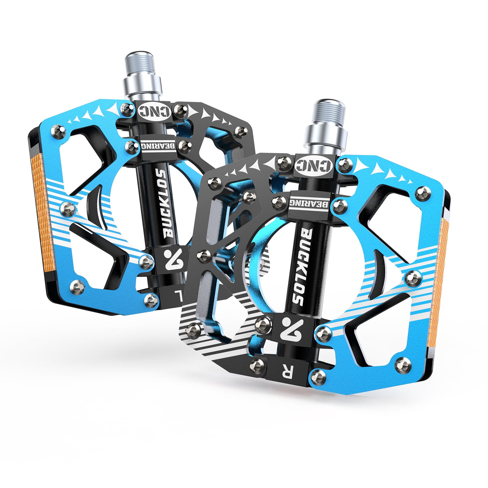 BUCKLOS MTB Bike Flat Pedals with Reflectors,Large Platform Mountain ...