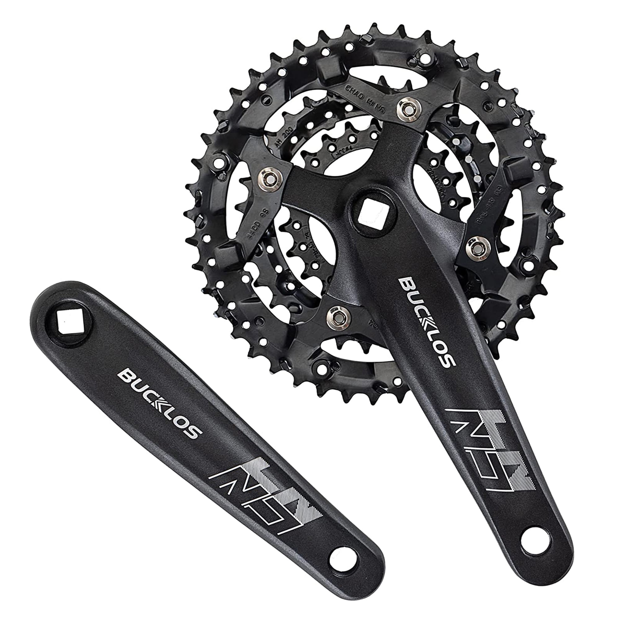 BUCKLOS MTB Crankset Square Taper with 22/24/26/32/38/42/44T Chainring ...