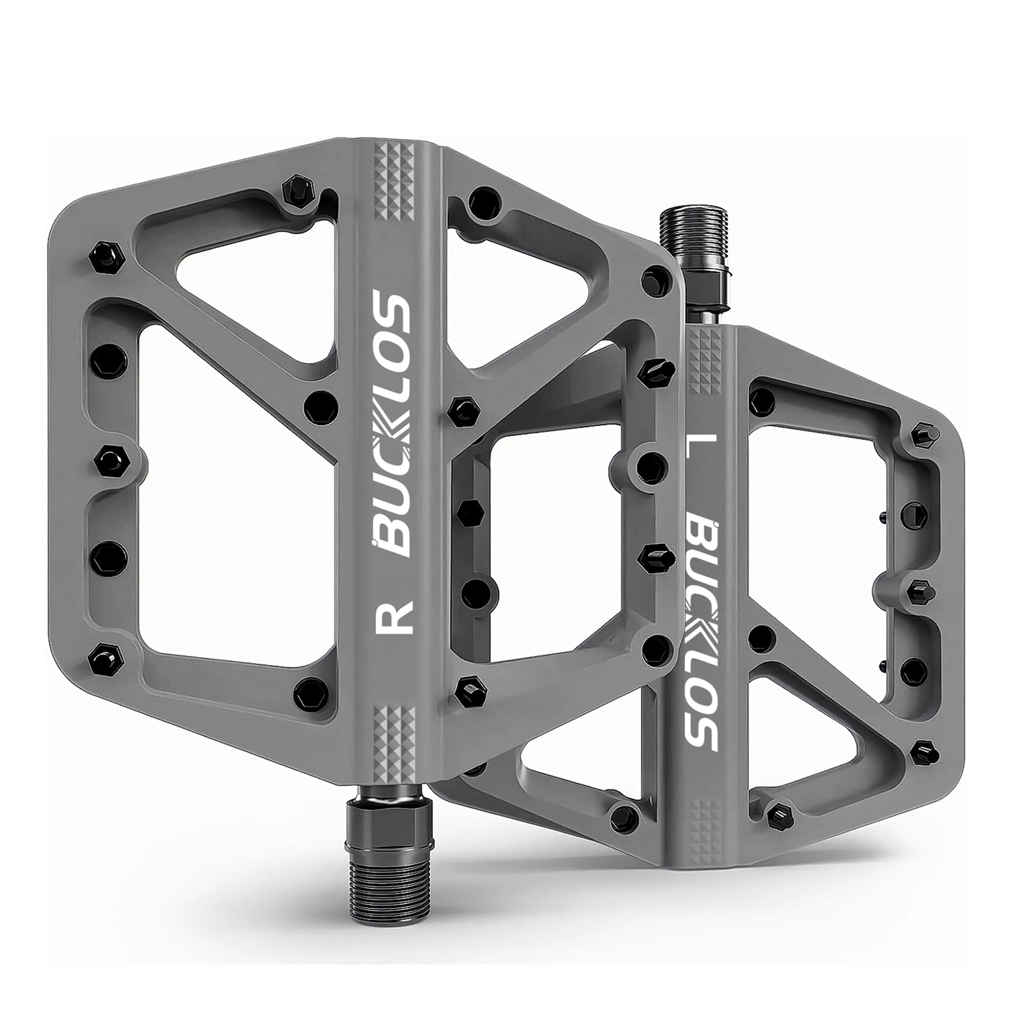 BUCKLOS MTB Pedals 9/16” Lightweight Nylon Flat Pedals with Ergonomic ...