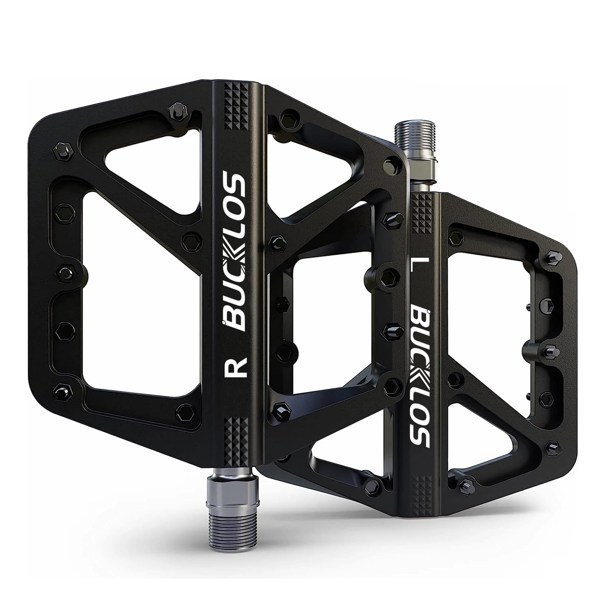 BUCKLOS MTB Pedals Mountain Bike Pedals Platform 9/16” Lightweight Non-Slip Cycling Double DU ...