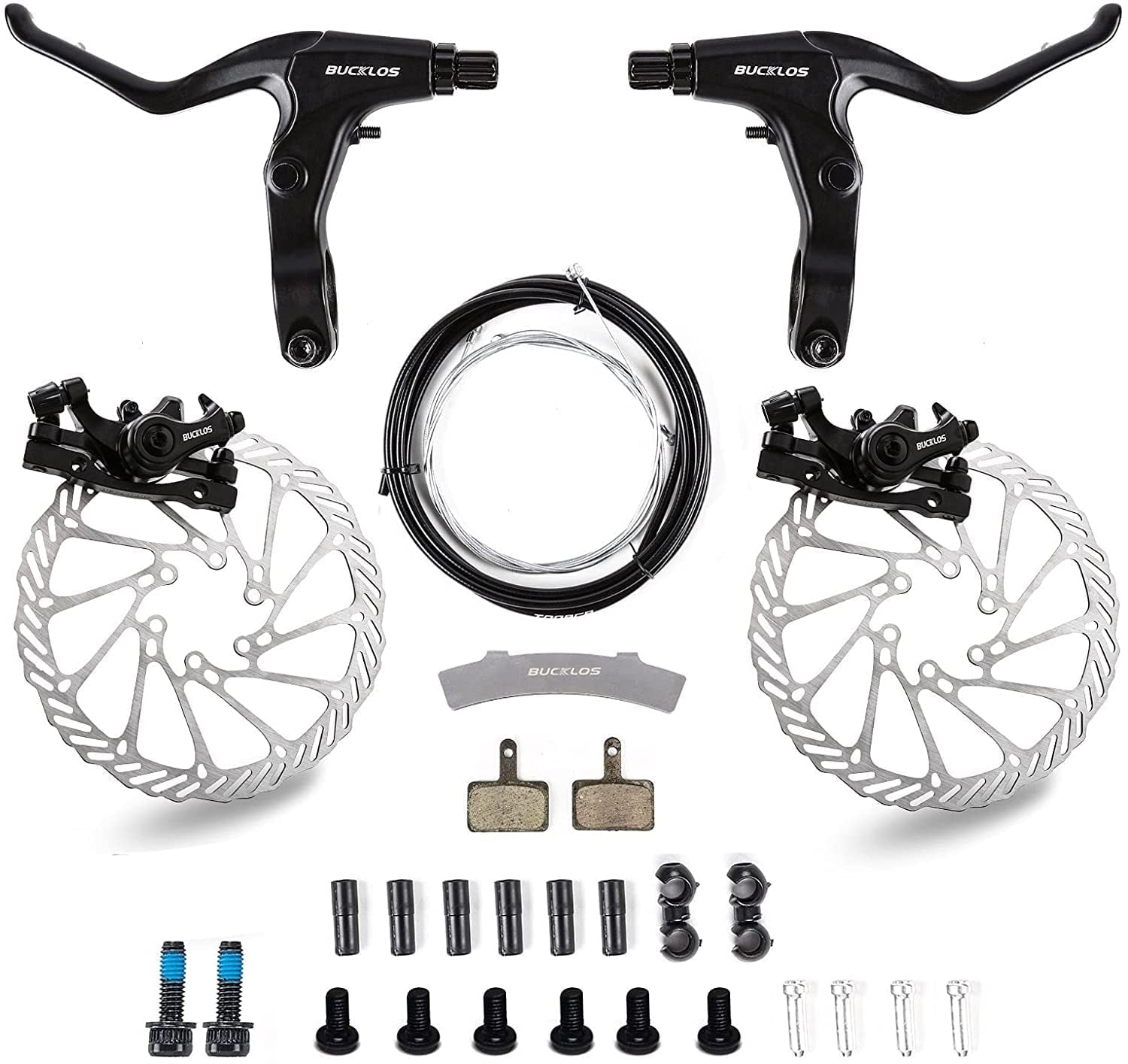 BUCKLOS MTB Disc Brake Kit, Aluminum Alloy Caliper, Steel Rotor 160mm ...