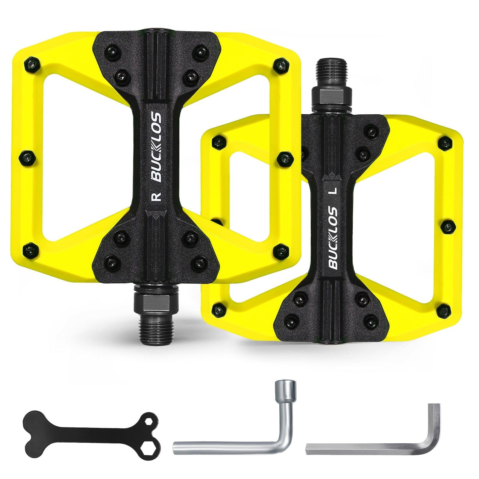 BUCKLOS Mountain Bike Pedals,MTB Flat Nylon Bicycle Pedal with Large ...