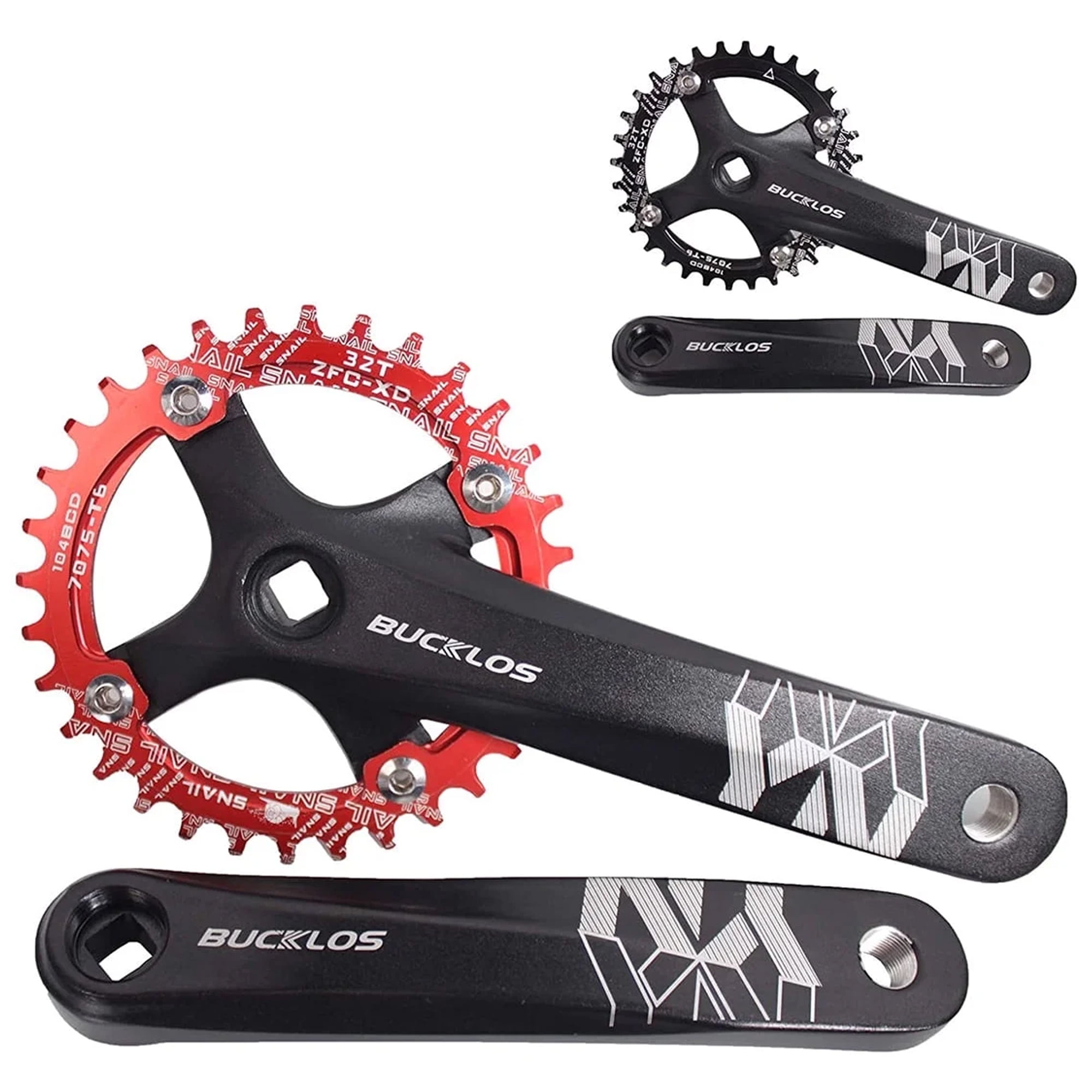 BUCKLOS Mountain Bike Square Taper Crankset, 170mm Crankset with 104 ...