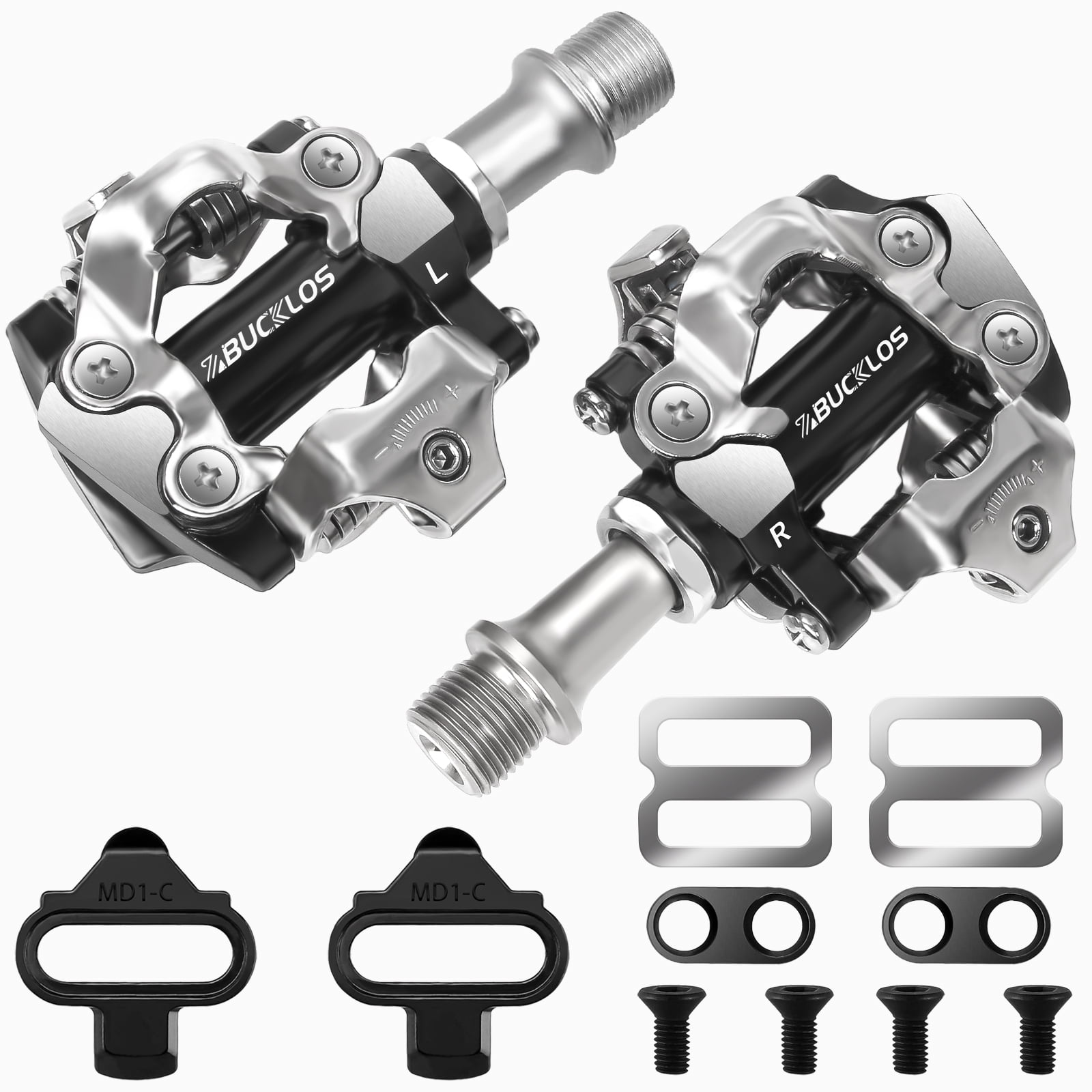 BUCKLOS SPD Clip Pedals MTB Mountain Bike Clipless Dual Sided Pedals ...