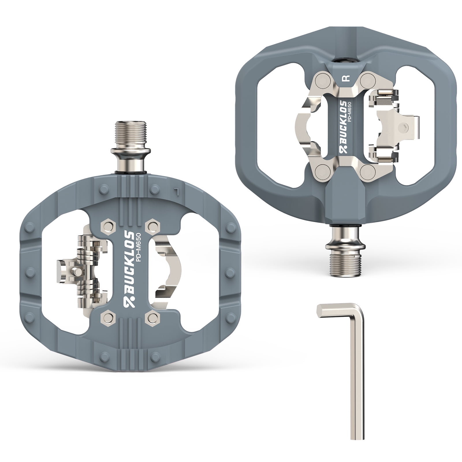 BUCKLOS SPD PD-M650 Pedals Mountain Bike Clip in SPD Flat Combo Dual ...