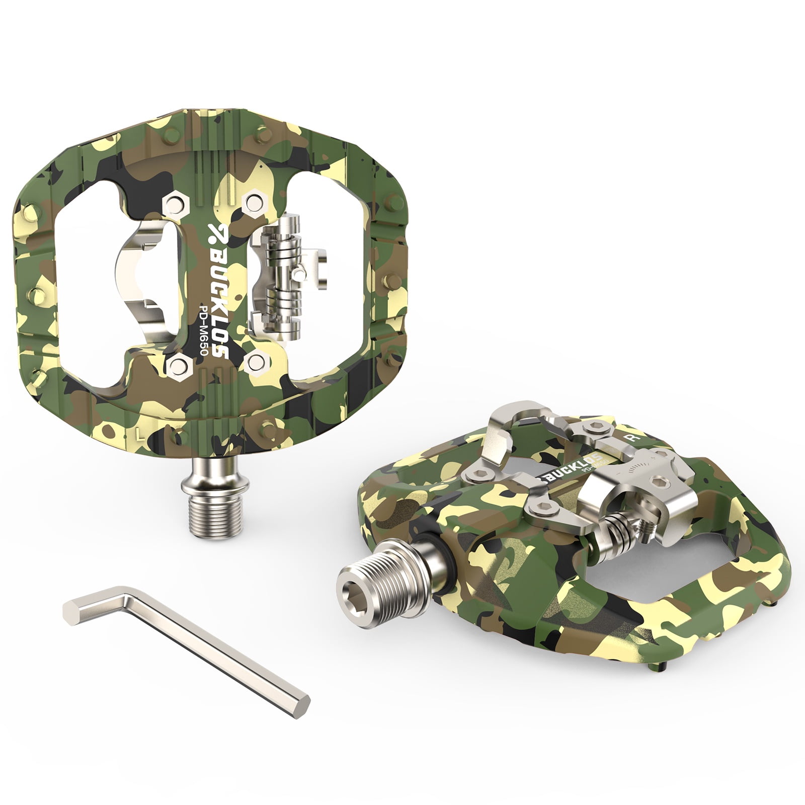 BUCKLOS SPD Pedals PD-M650 Mountain Bike Clip in SPD Flat Combo Dual ...
