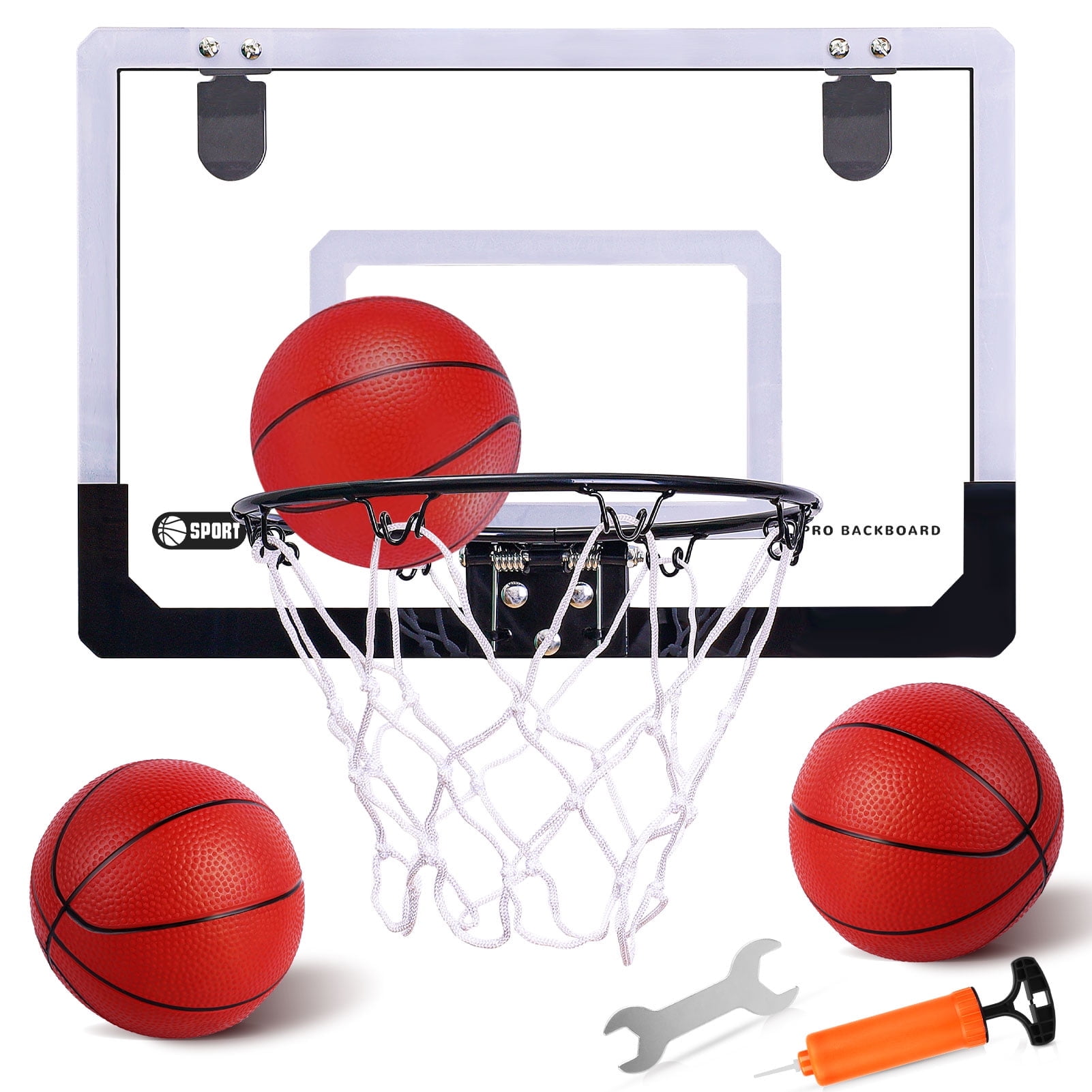BUDALGA Indoor Over-the-Door Basketball Hoop Set with 3 Balls ...